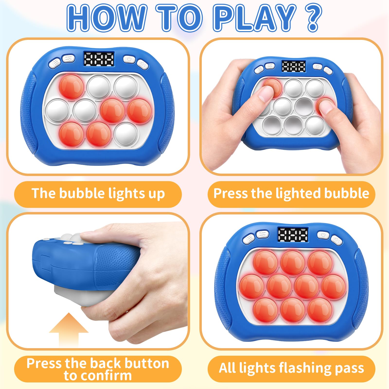 Snapklik.com : Intoypad 2 Pack Quick Push Pop Game For Kids, Handheld ...