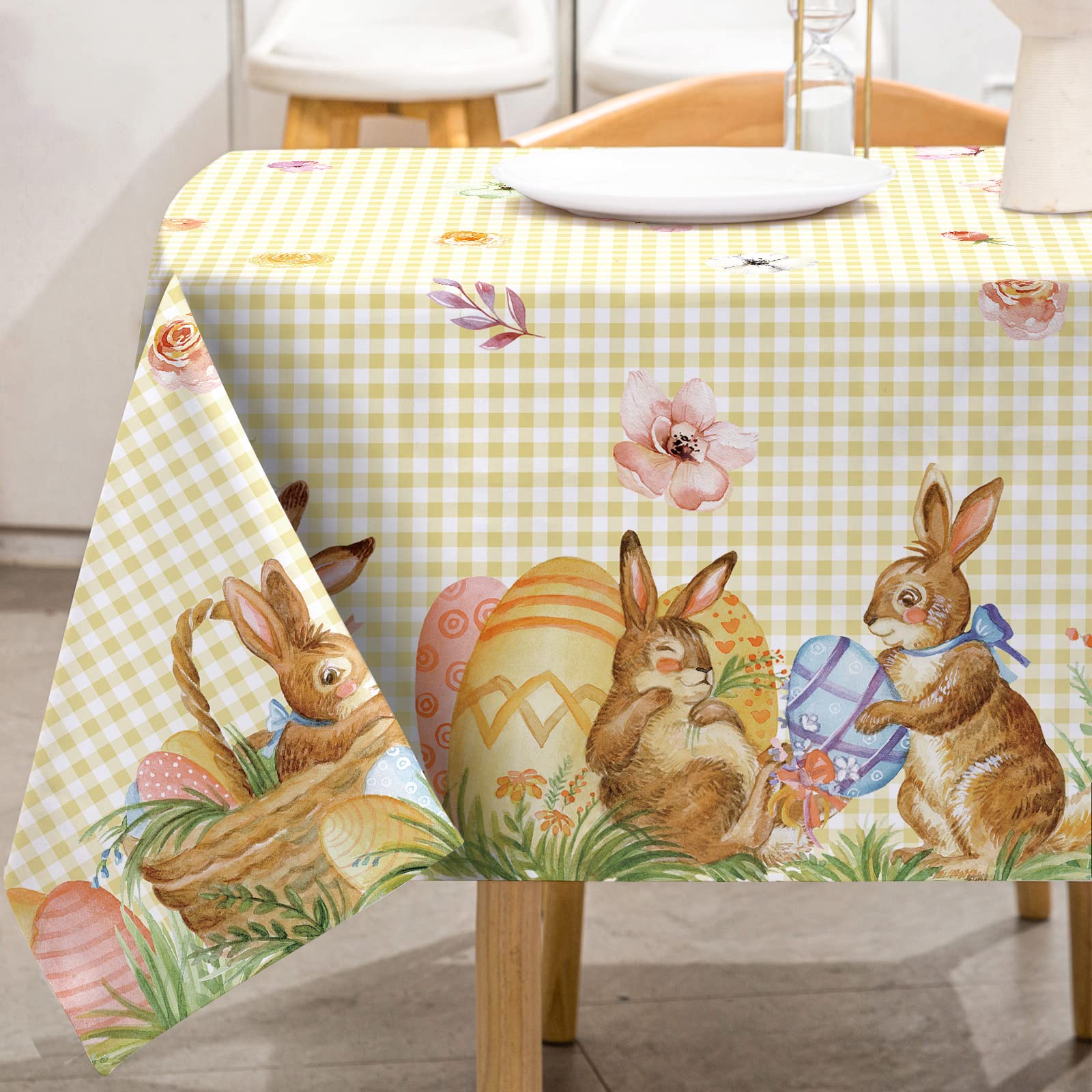 Amazon.com: AnyDesign Easter Rectangle Tablecloth Watercolor Easter Egg ...