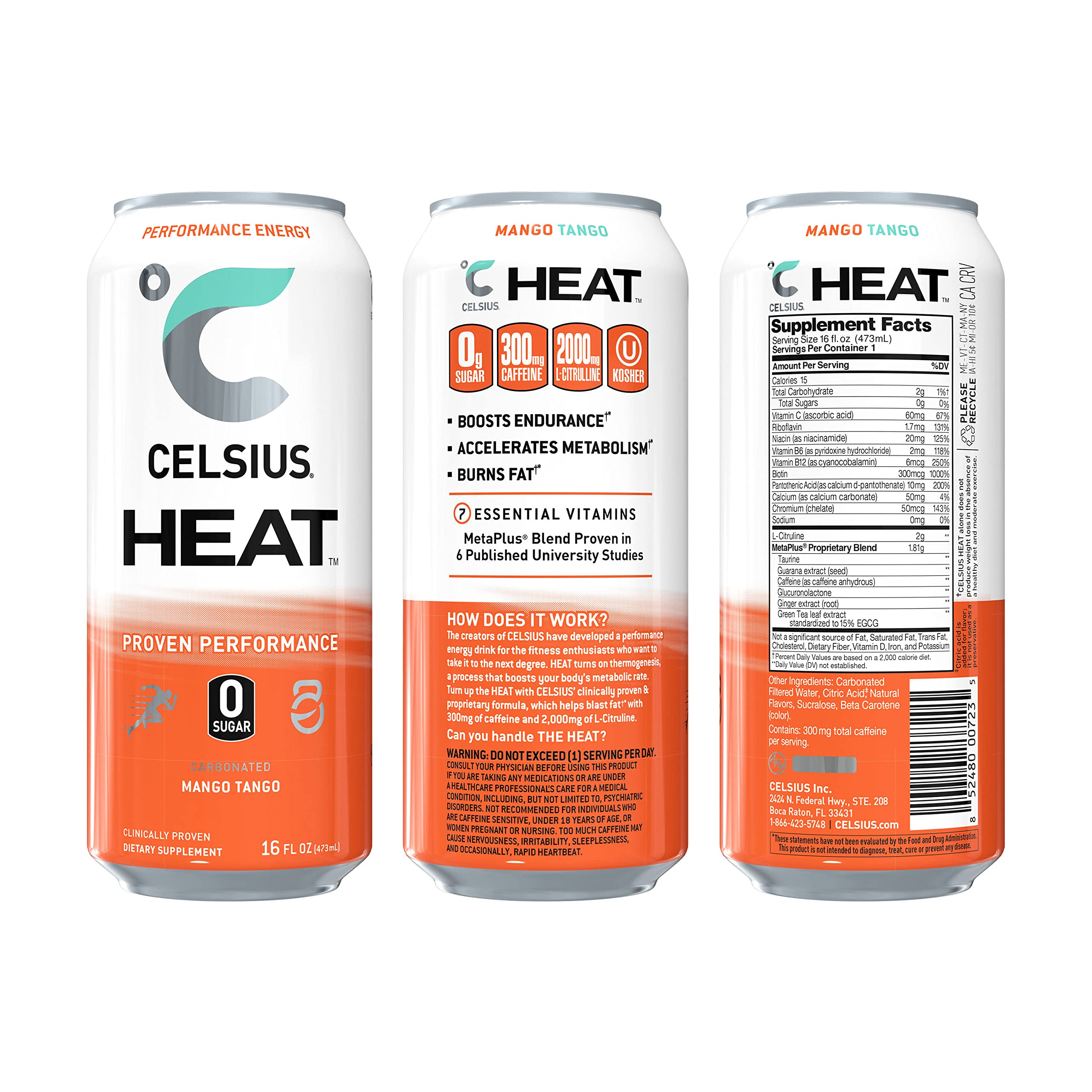 Snapklik.com : CELSIUS FGSS1252 HEAT Performance Energy Drink 16 Fl Oz ...