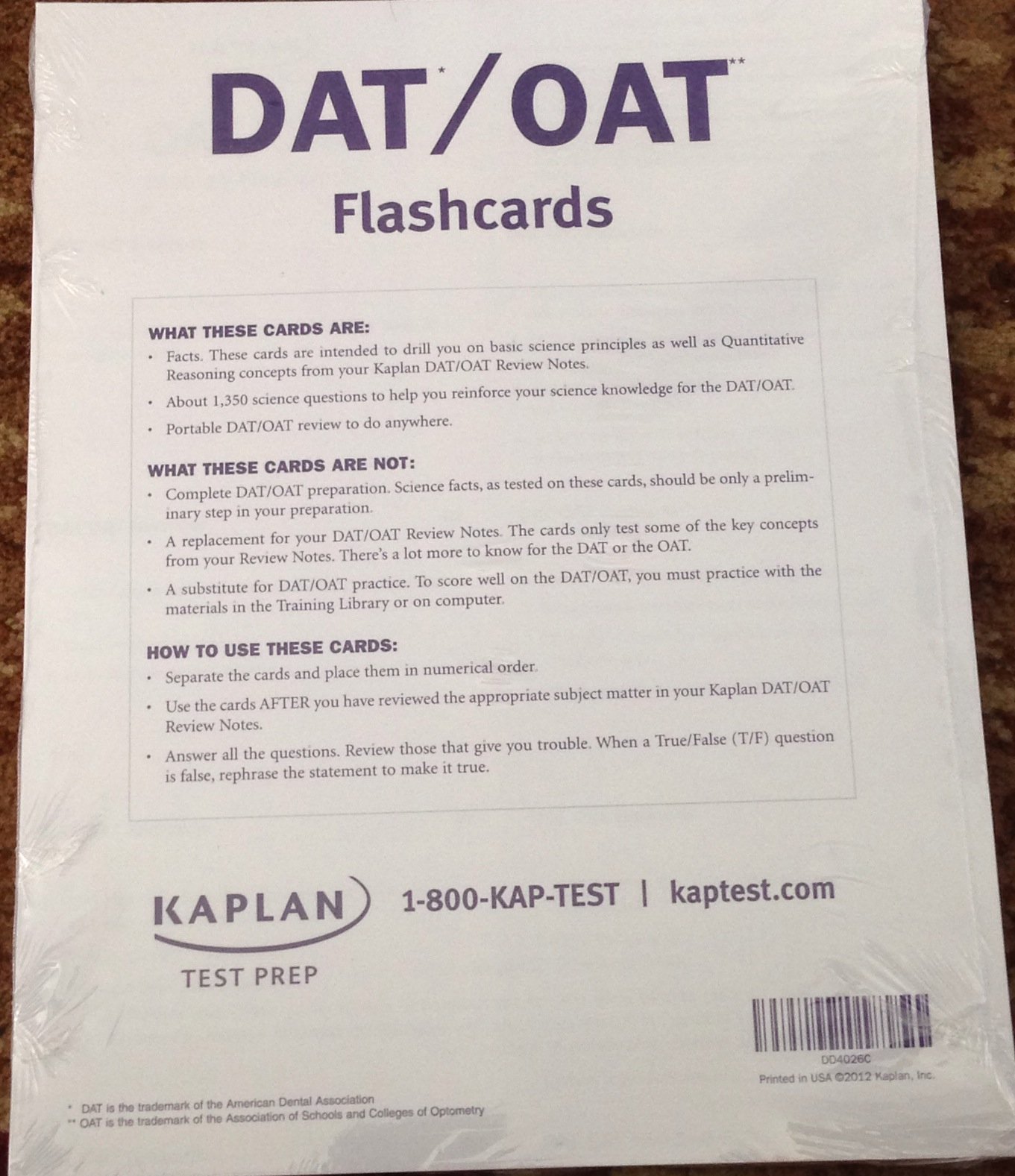DAT / OAT Flashcards: Kaplan Staff: 9781506209296: Amazon.com: Books