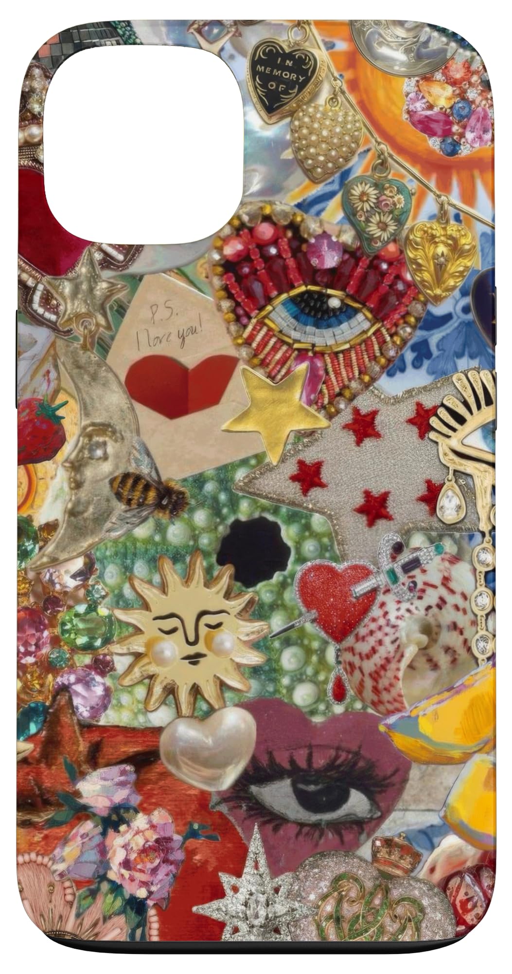 Amazon.com: iPhone 13 Vintage Mosaic Art Charm Scrapbook Trendy Collage ...