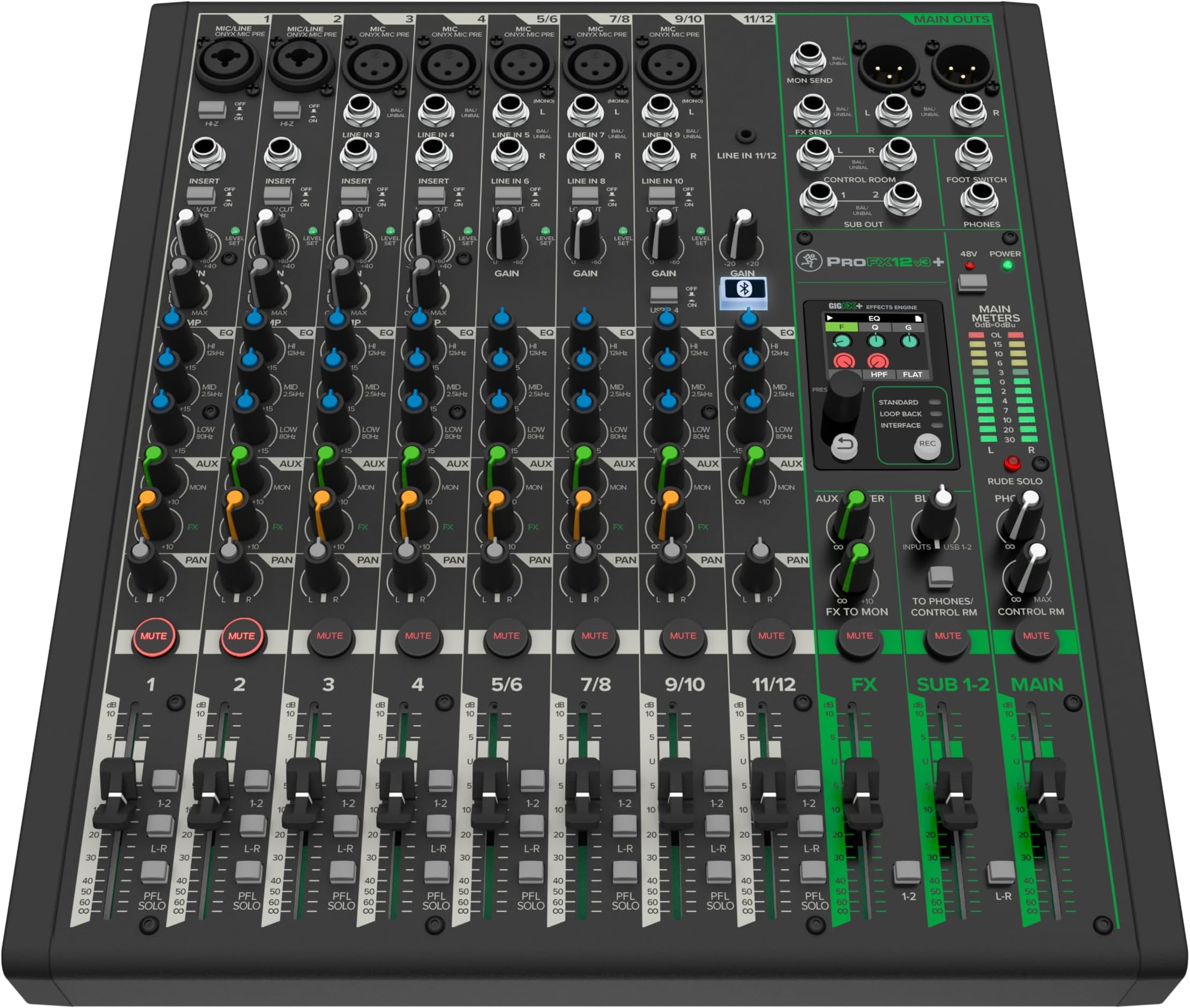 Mackie ProFX12v3+ Series 12-Channel Analog Mixer for Studio-Quality ...