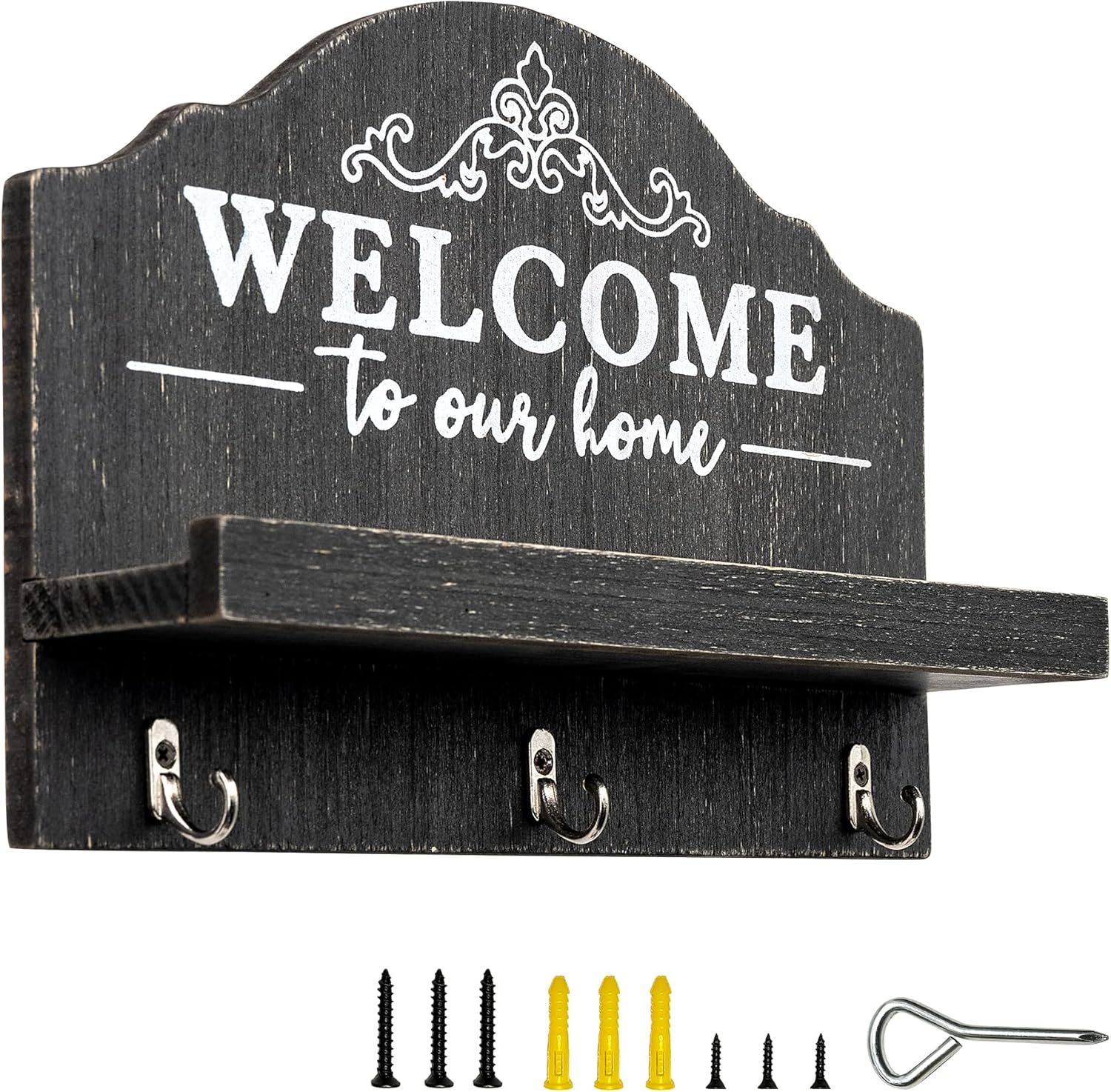 Amazon.com: JUNSHUO Farmhouse Key Holder Wall Mount - Decorative Wooden ...