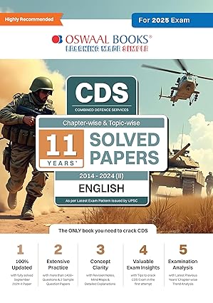 Oswaal CDS (Combined Defence Services) Chapter-wise & Topic-wise 11 Years' Solved Papers 2014 ...