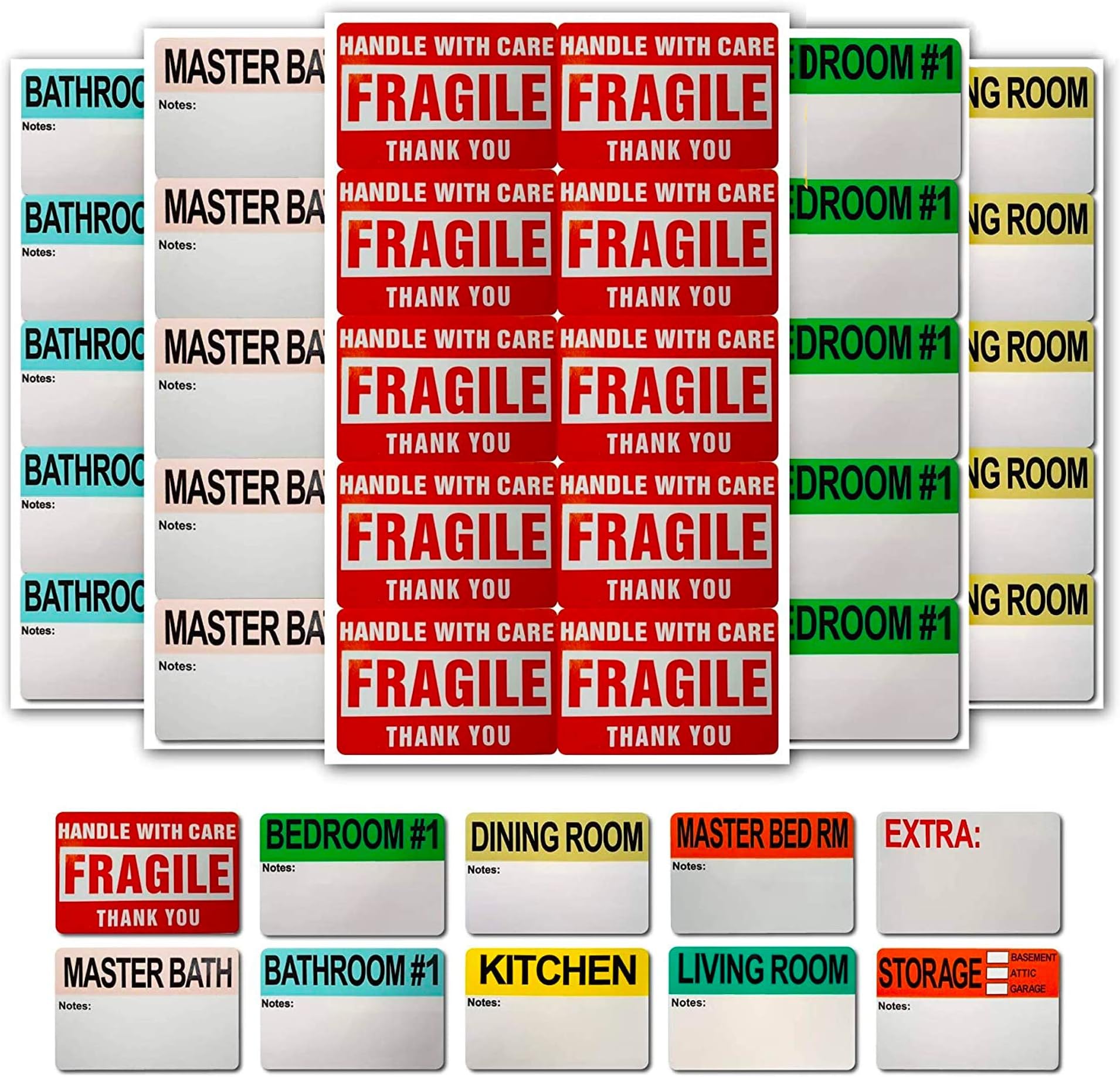 500 Moving Home Box Labels (50 Stickers Each) for Removals from Houses ...