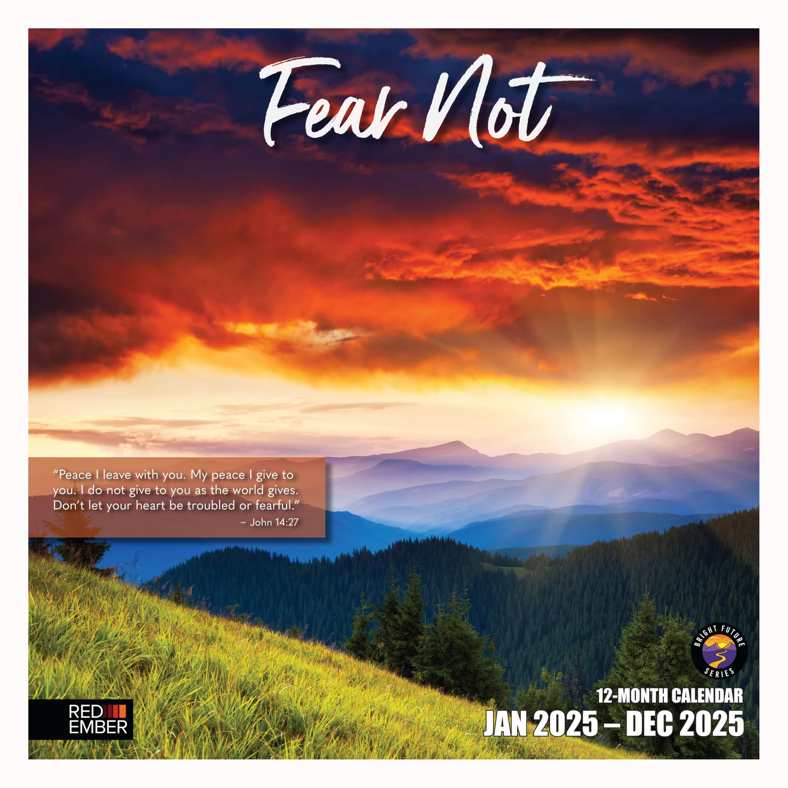 Buy RED EMBER Fear Not 2025 Wall 12 Month | 12" x 24" Open | Thick ...
