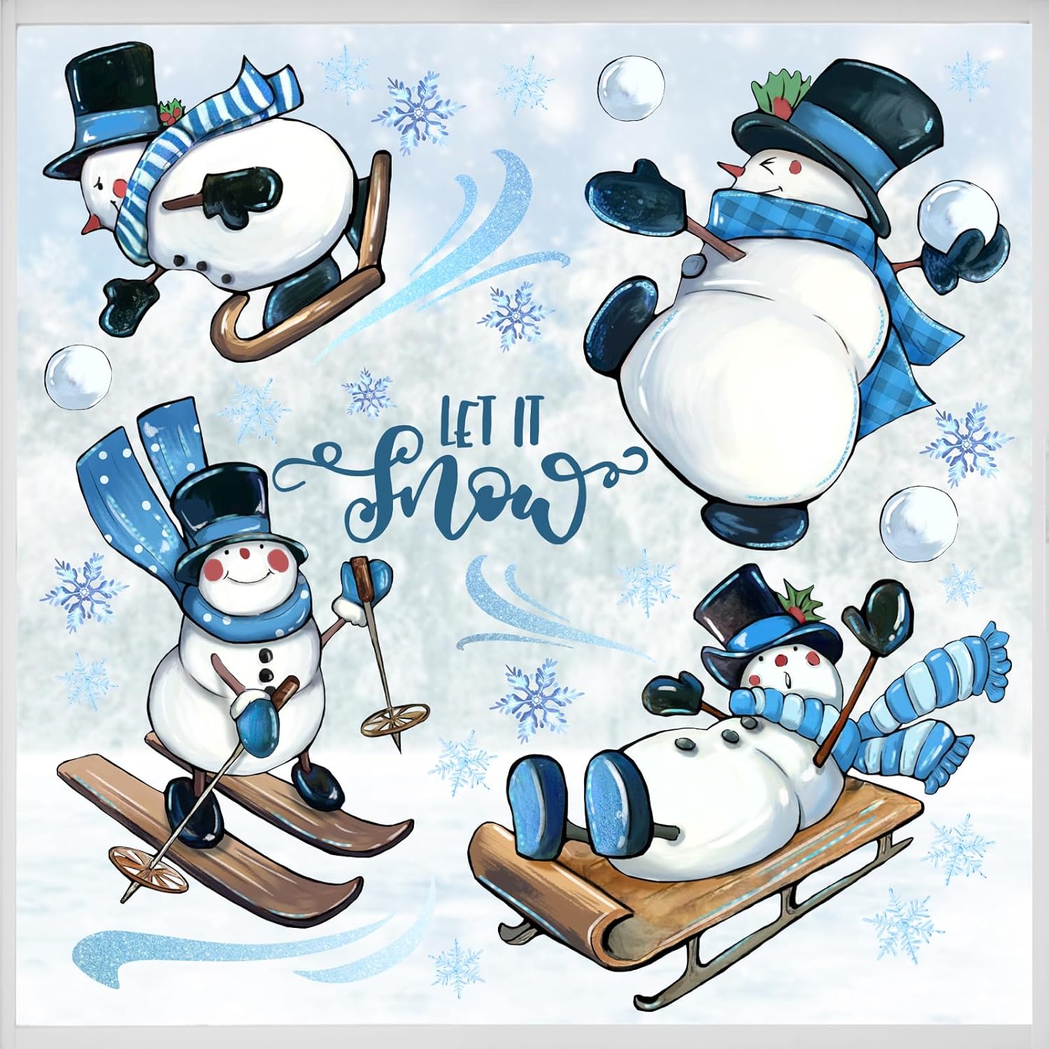 Amazon.com: Mfault 139 PCS Winter Snowman Window Clings 4 Sheets, Let ...
