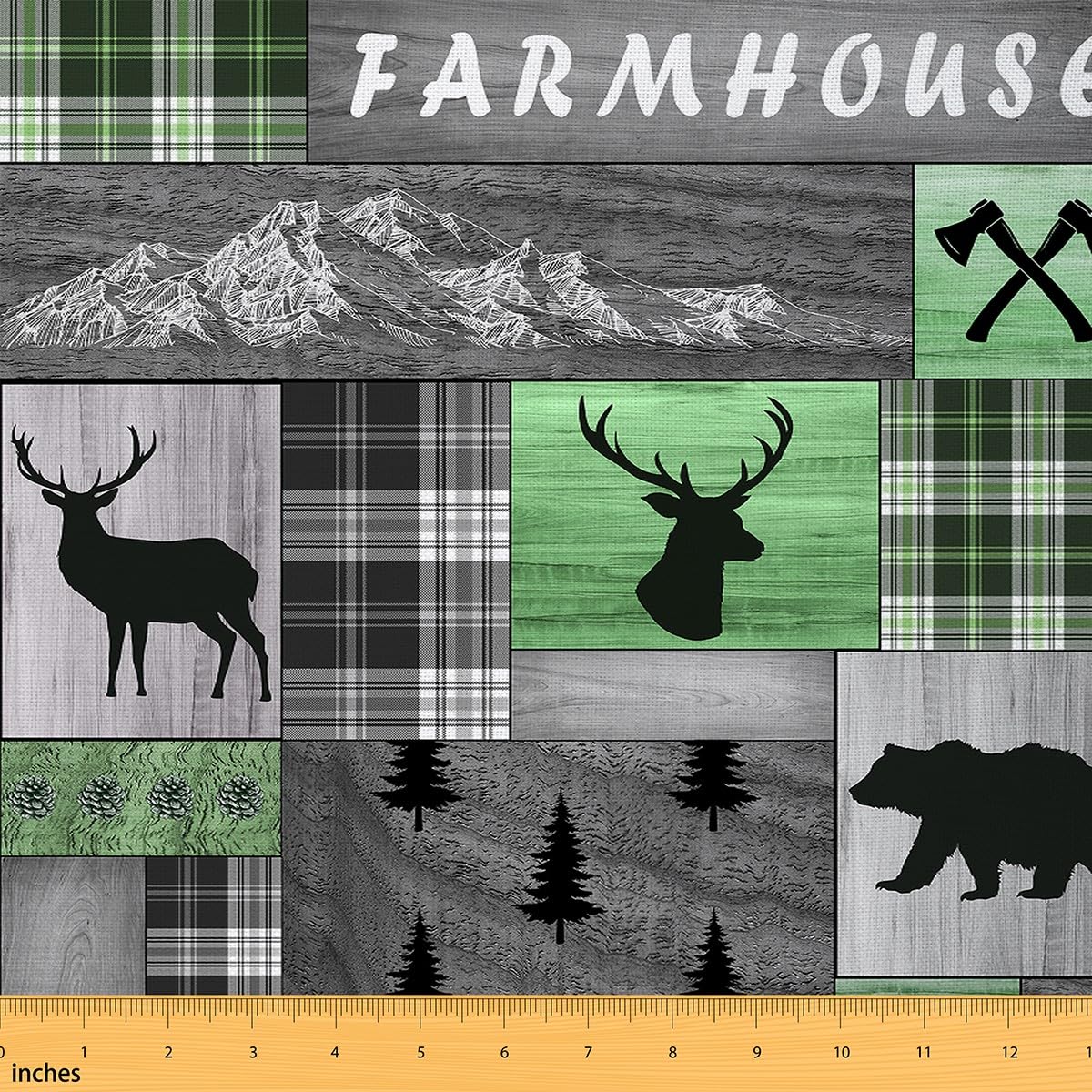 Amazon.com: Bear Deer Upholstery Fabric for 1 Yard, Camping Hunting ...