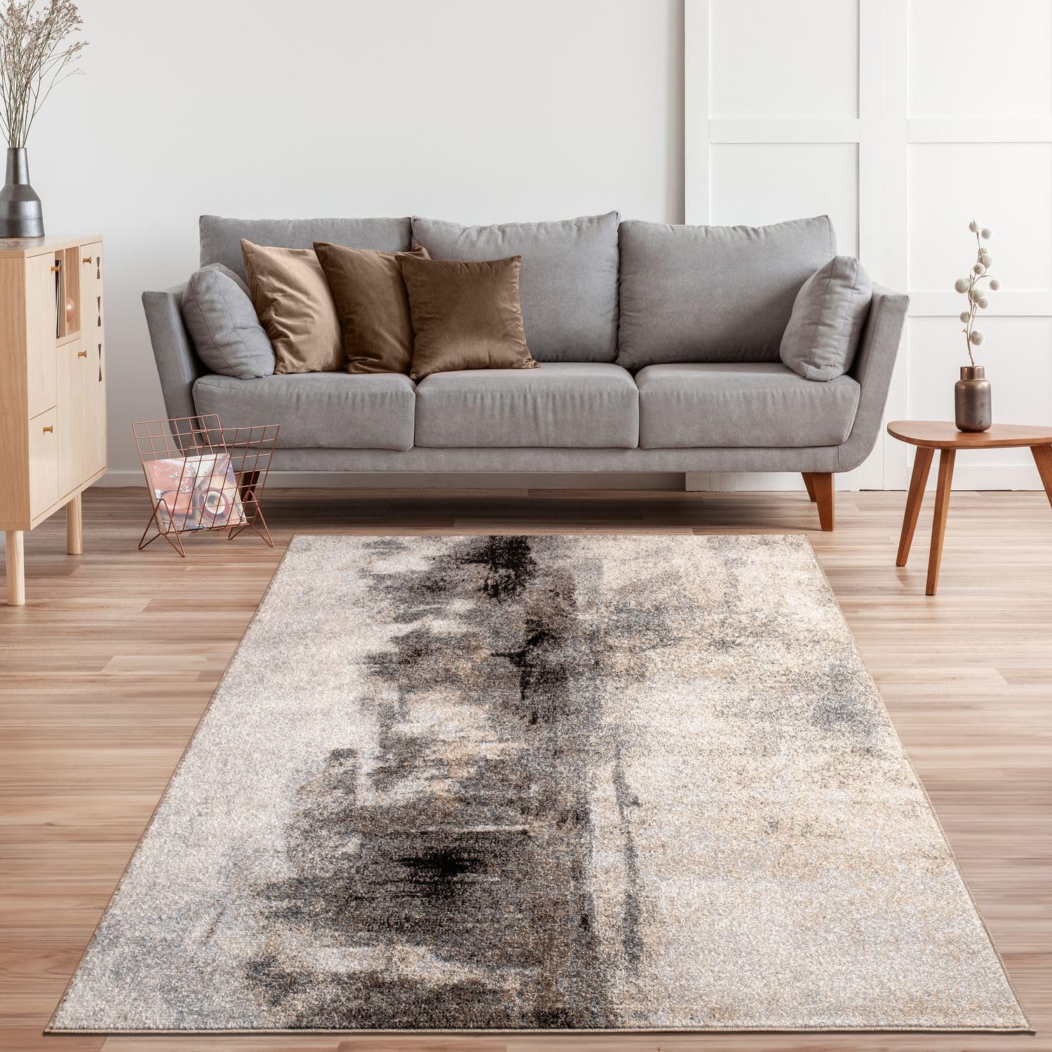 Amazon.com: Paco Home Area Rug Modern Art Design in Cream Brown Black ...