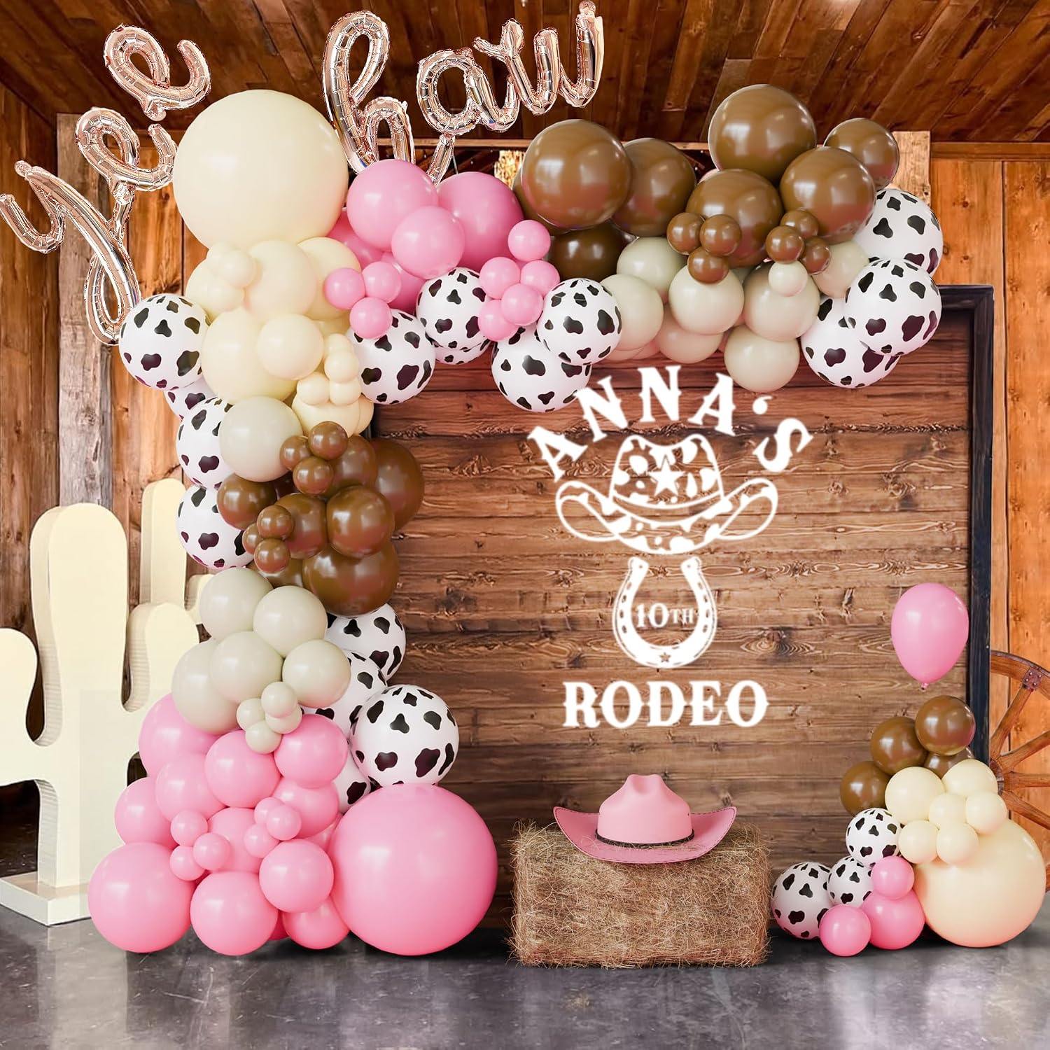 Amazon.com: Cowgirl Balloon Arch Kit, Brown Pink Ivory White Cow Print ...