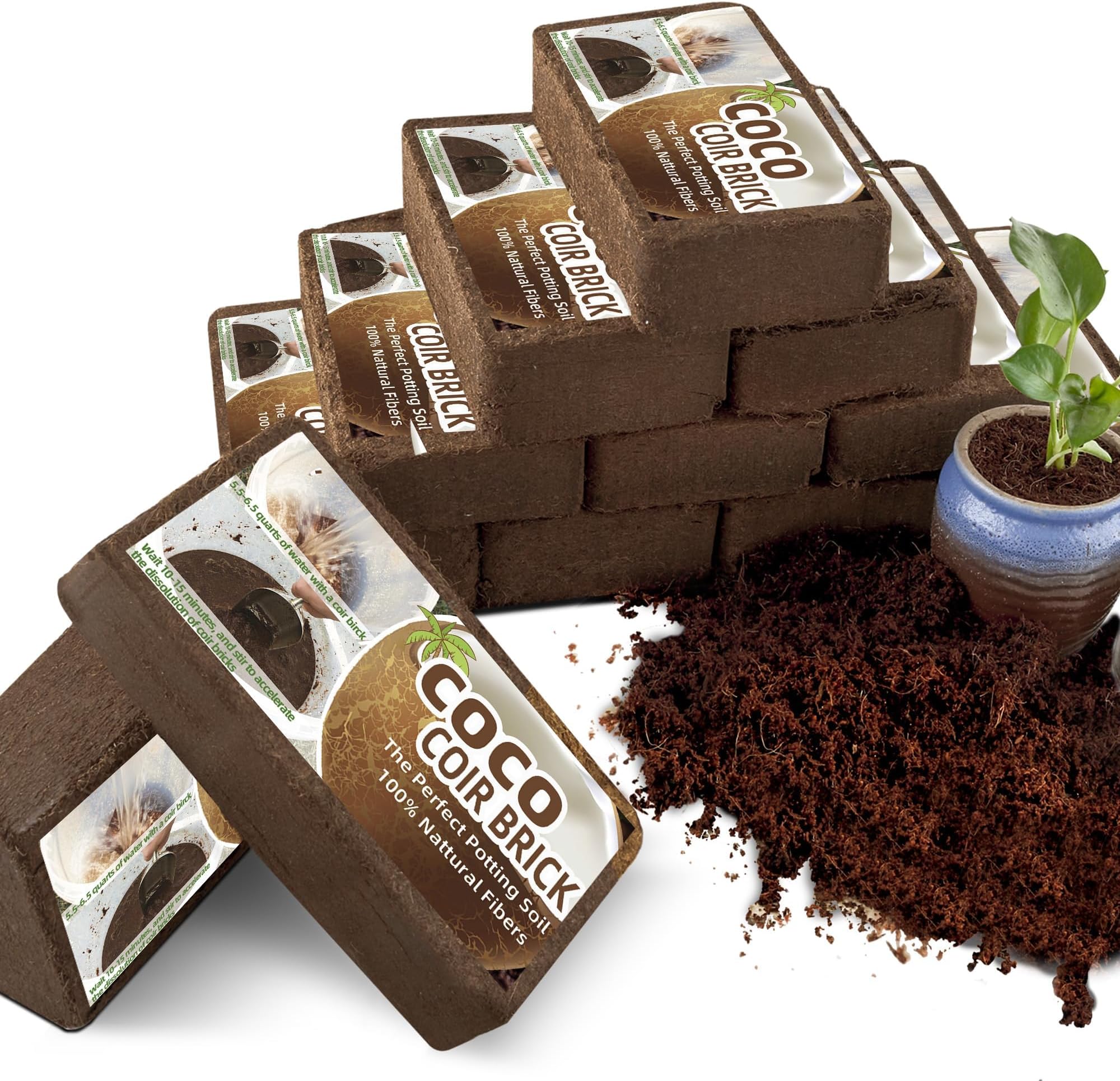 Amazon.com : 10 LB Premium Organic Coco Coir Compressed Natural Brick ...