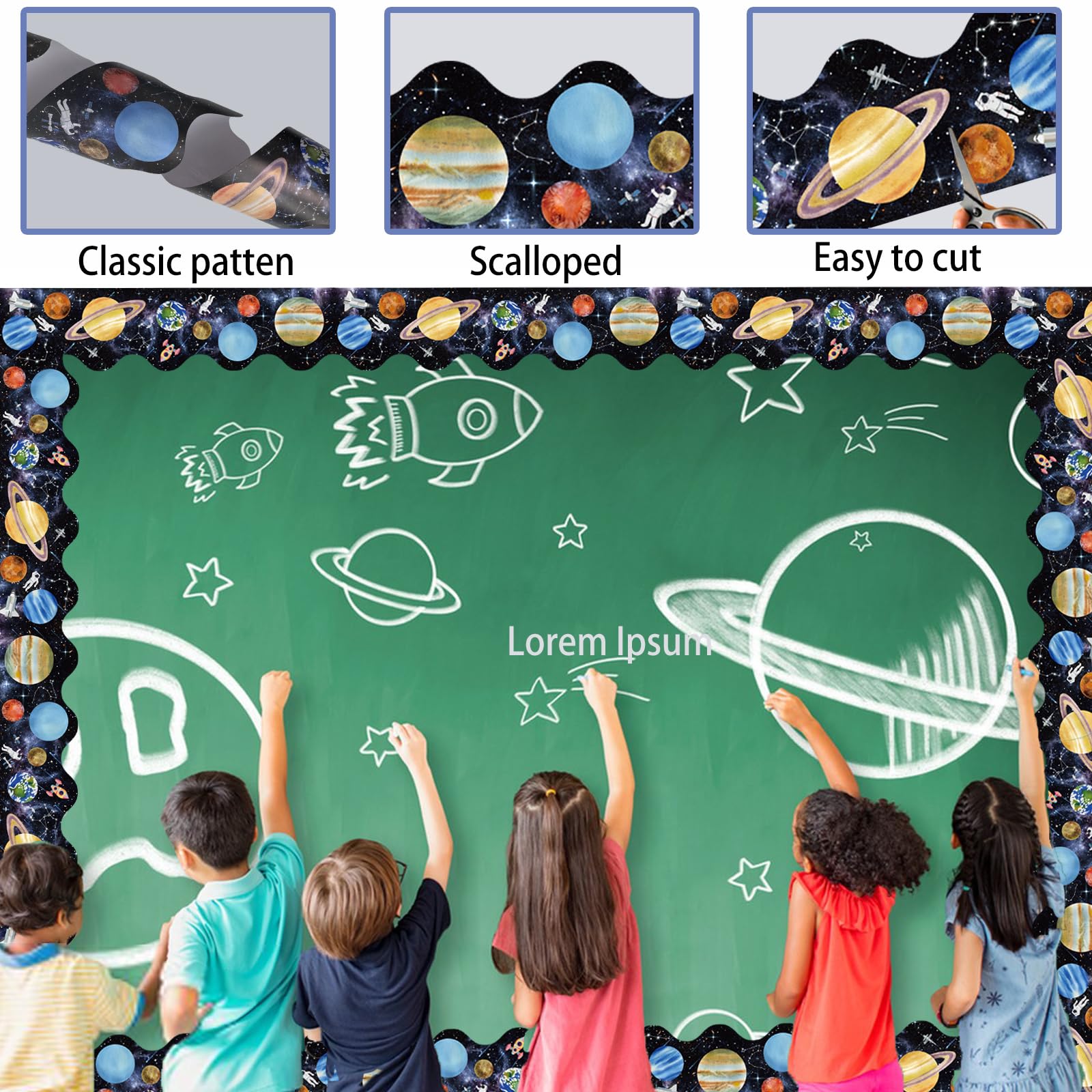 Snapklik.com : 68.9 Feet Outer Space Border,Galaxy Space Scalloped Trim ...