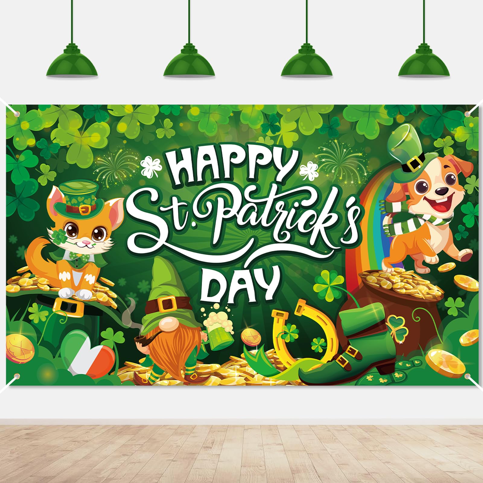 Amazon.com : HOWAF Happy St.Patrick's Day Backdrop Banner, Saint ...