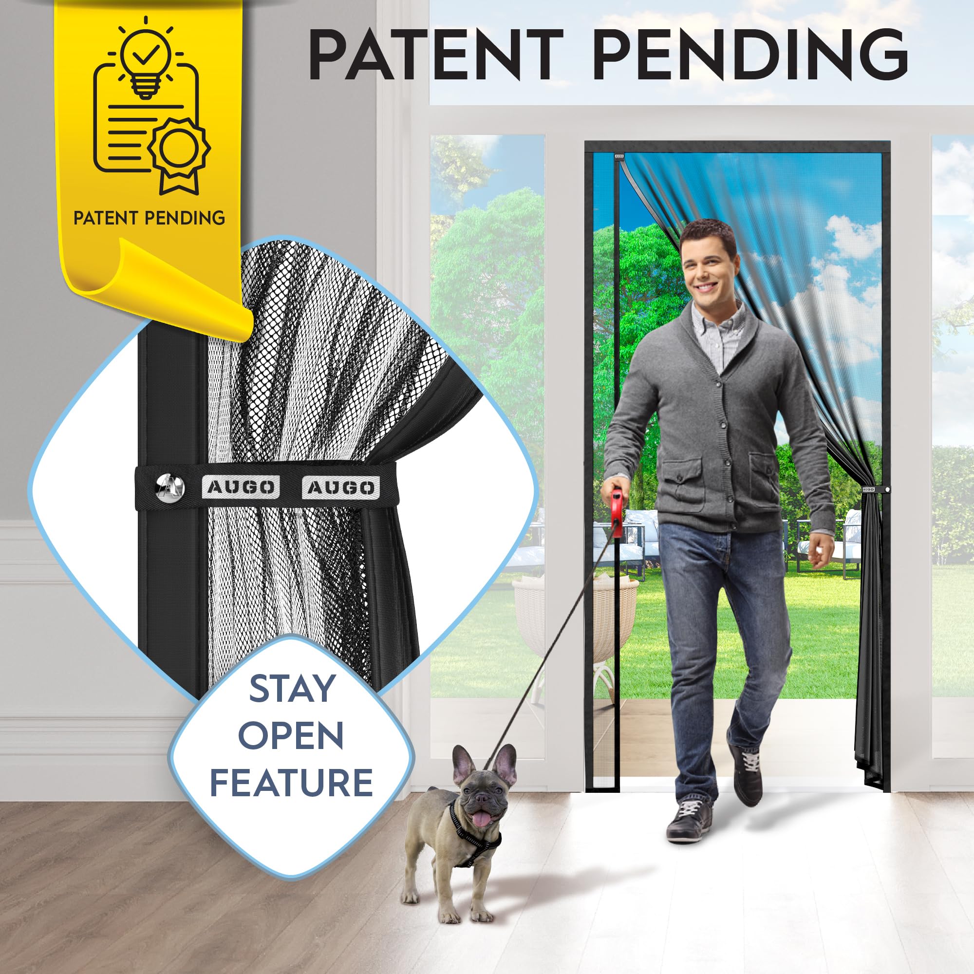 Snapklik.com : AUGO Fiberglass Magnetic Screen Door Reversible Left ...