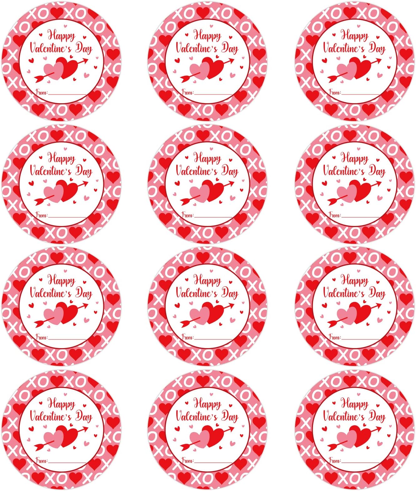 Amazon.com: Valentine's Day Tag Stickers - Pink, Teal, Purple Love ...