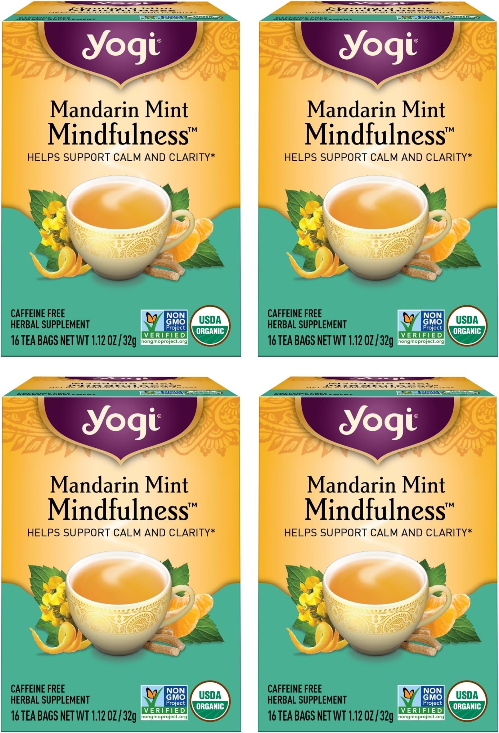 Amazon.com : Yogi Tea Mandarin Mint Mindfulness - 16 Tea Bags per Pack ...