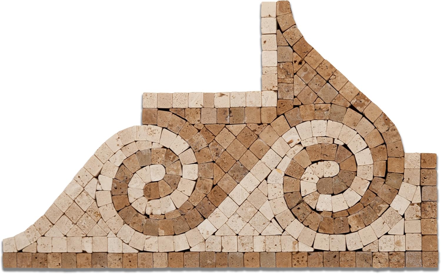 Noce & Ivory Travertine Wave Tumbled Border / Listello - CORNER - Lot ...