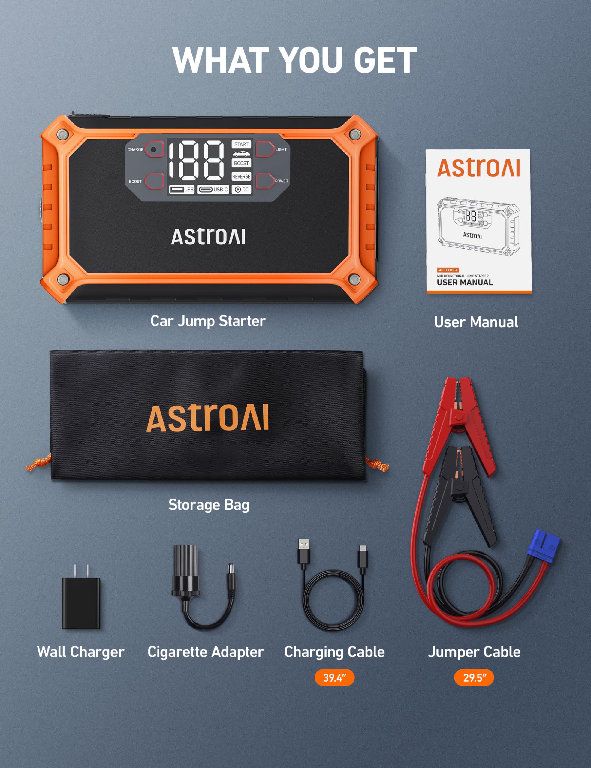 AstroAI Car Jump Starter, 2000A 12V 8-in-1 Portable Battery Jump Starter