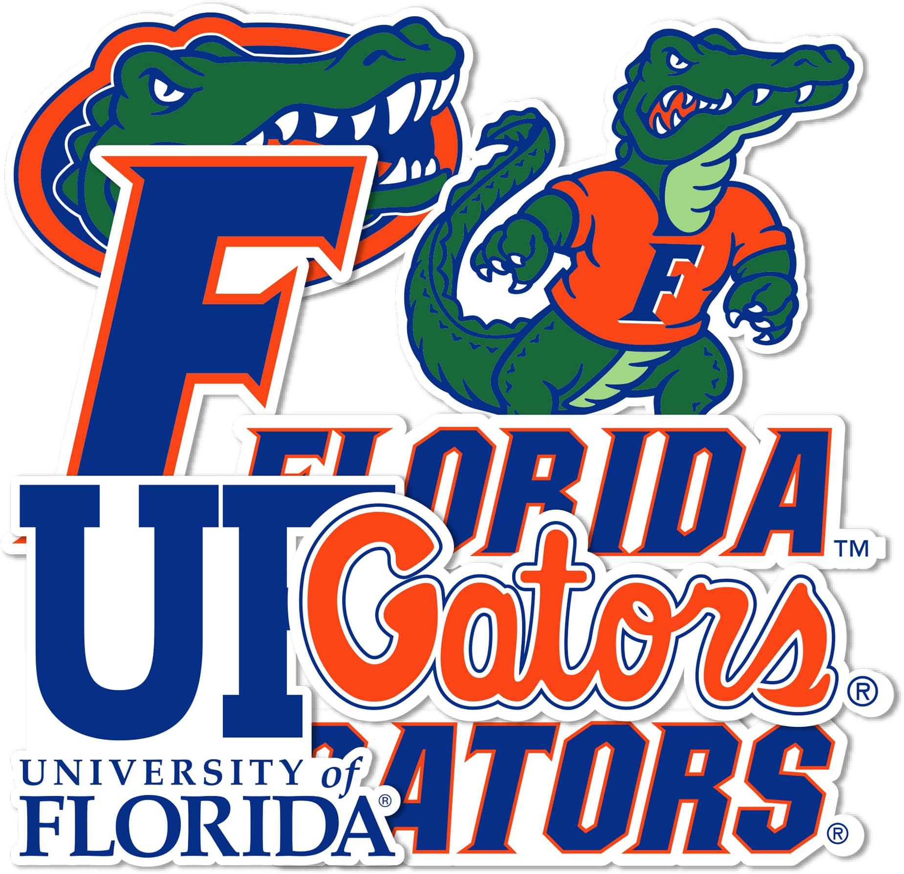 Amazon.com: Florida Gators BLUE MIRROR VINYL GATOR HEAD LOGO 6" Vinyl ...