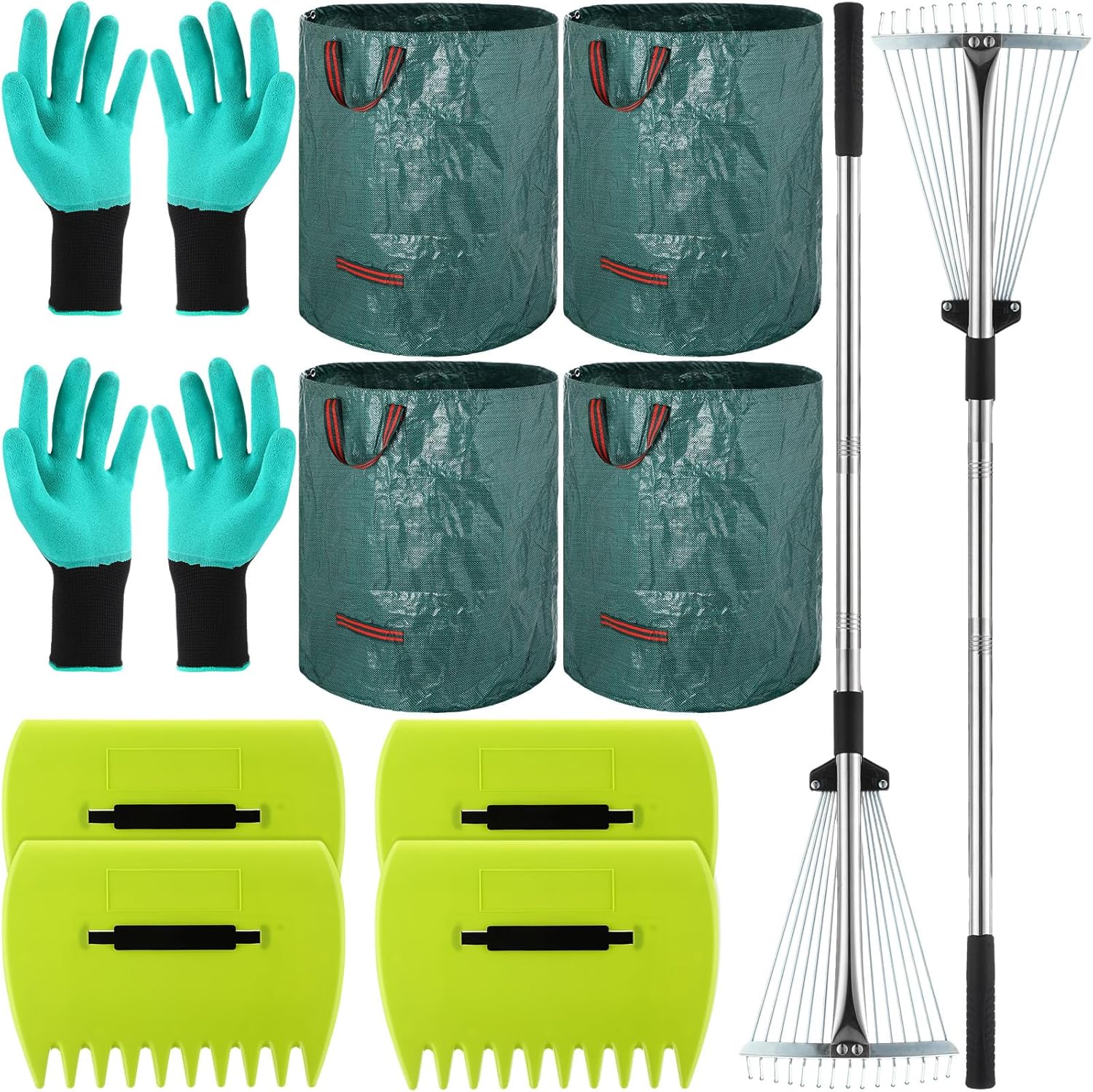 Amazon.com: Wesnoy 14 Pcs Gardening Leaf Rake Set, 2 Pcs Adjustable ...