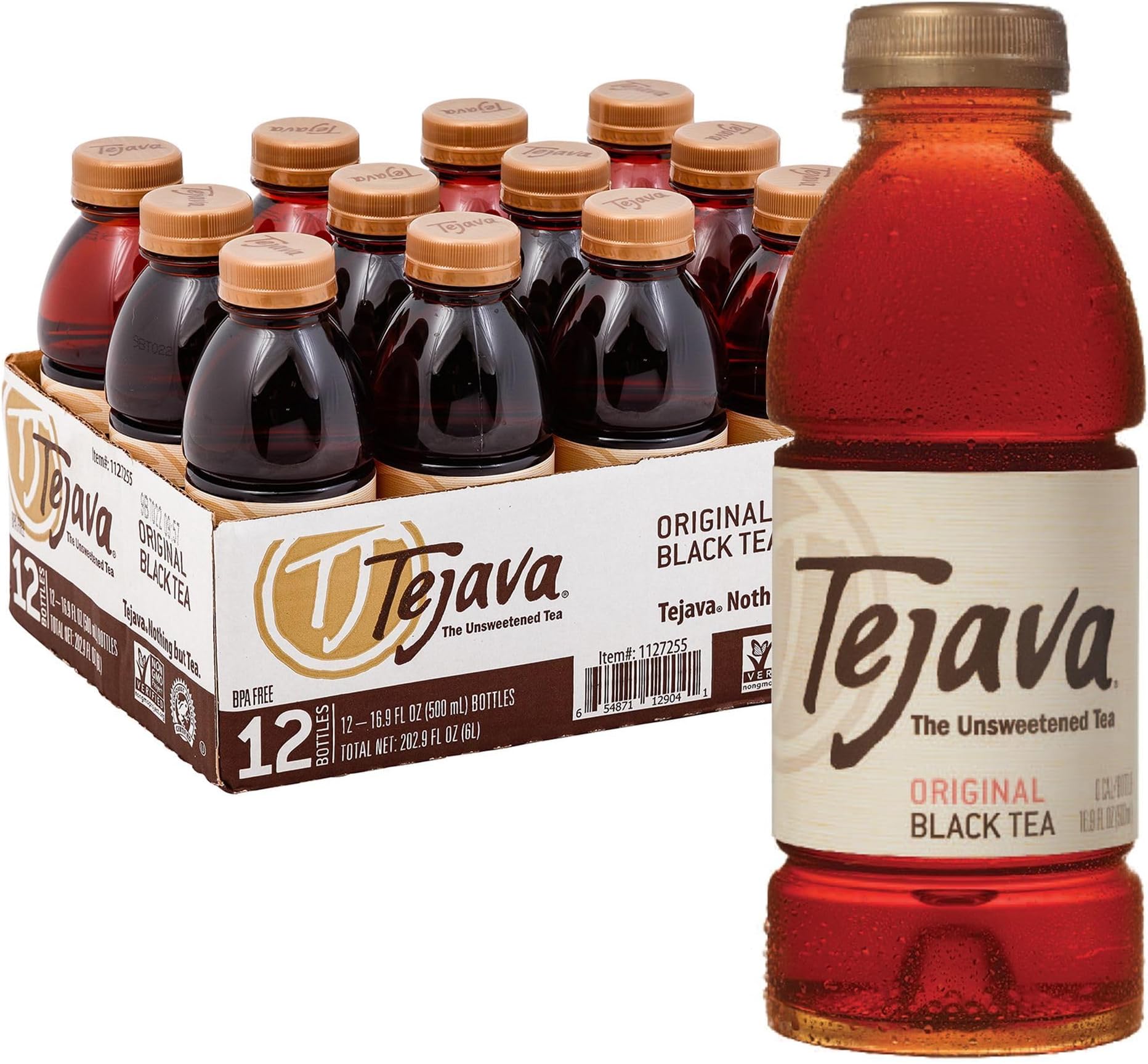Amazon.com : Tejava Original Unsweetened Black Iced Tea, 12 Pack, 16 ...