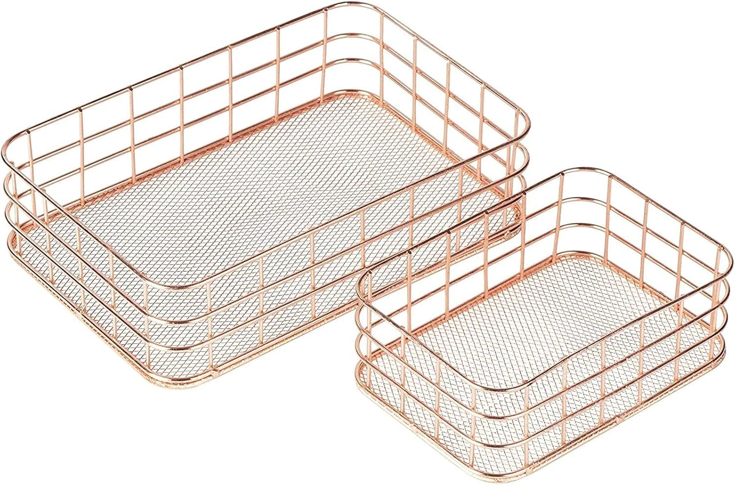 Amazon.com: Metal Storage Baskets, Copper Wire Basket Organizer (Rose ...