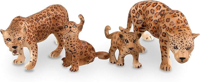 Amazon.com: Toymany 4PCS Realistic Leopards Figurines with Leopard Cub ...
