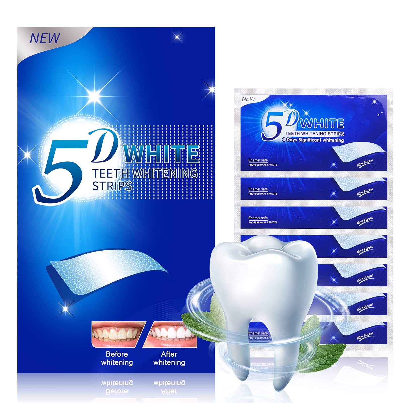 Teeth Whitening Strips 5D,Contains No Harmful Substances Effective Home ...