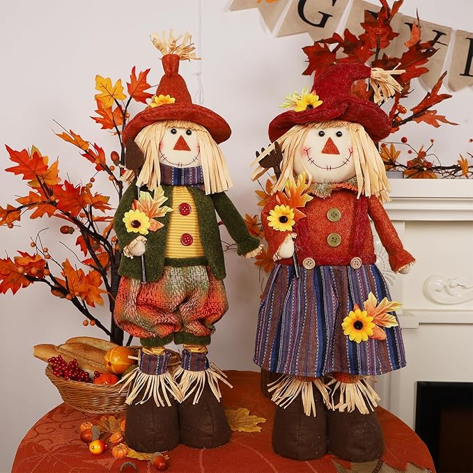 Amazon.com: Juegoal 2Pack Fall Decorations Large Plush Scarecrows with ...