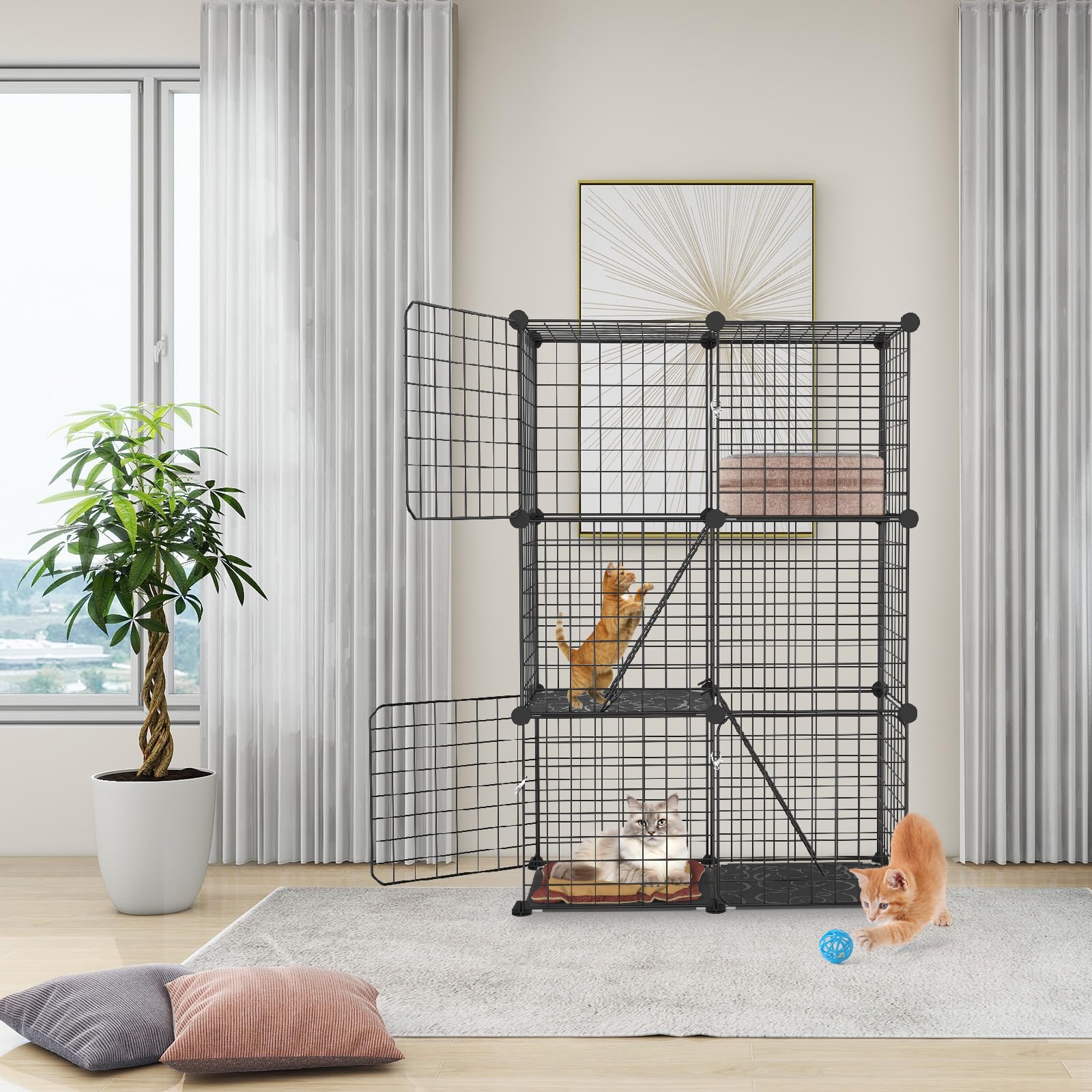 Snapklik.com : Tonchean 3-Story Metal Pet Cage - Heavy Duty 3 Door ...