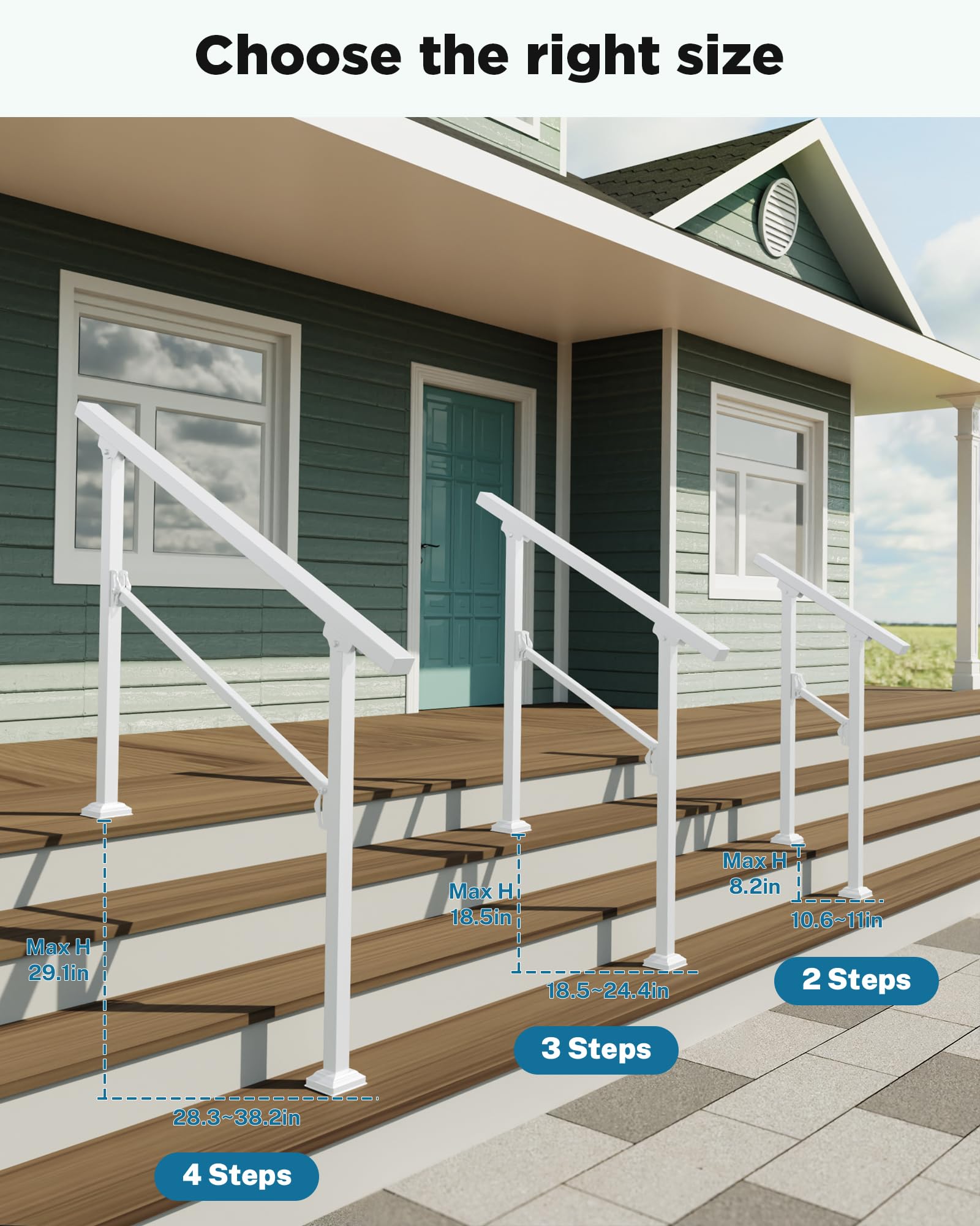 Snapklik.com : Titeck Hand Rails For Outdoor Steps, 3 Step Handrail ...