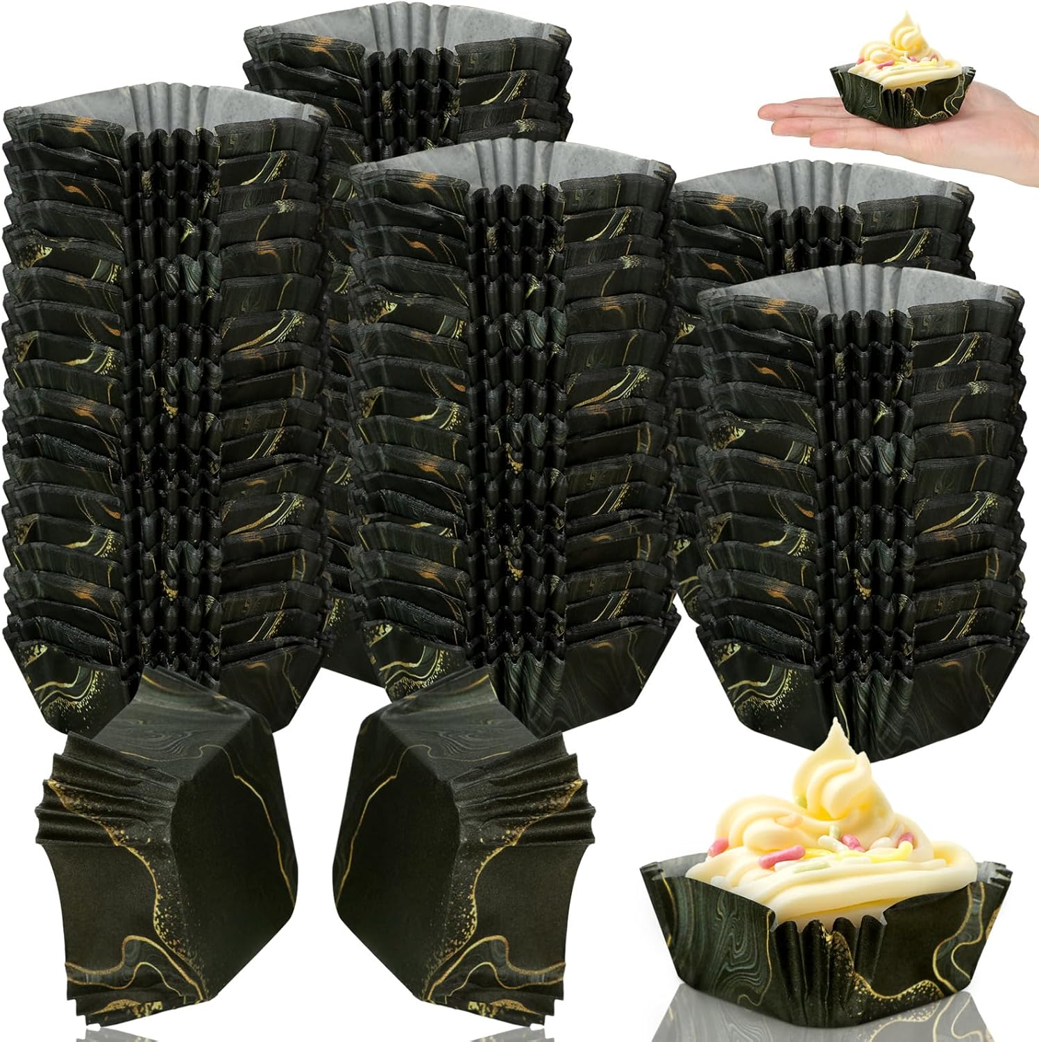 Amazon.com: Tanlade 350 Pcs Square Mini Cupcake Liners Disposable ...