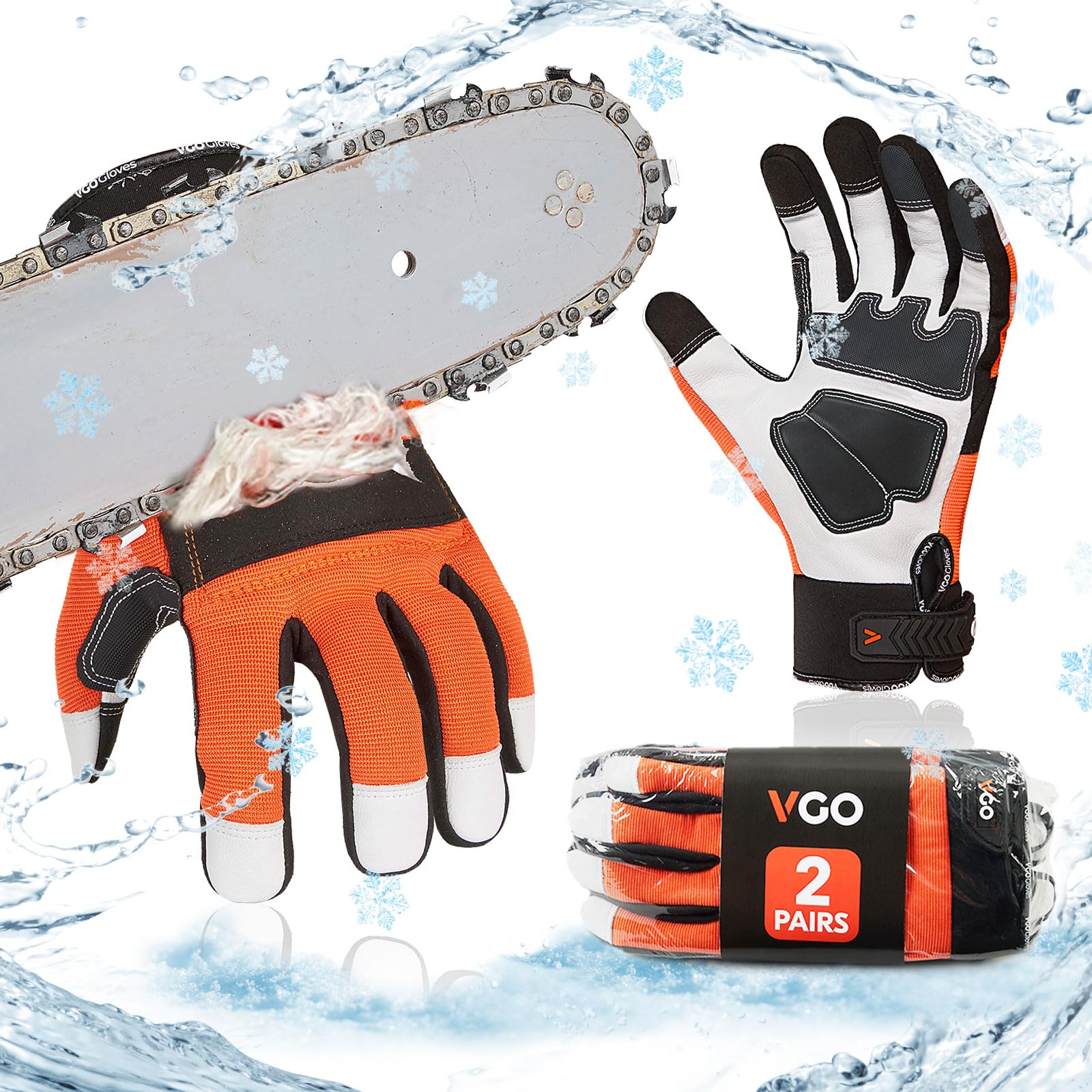 Amazon.com : Vgo... 2-Pairs Lined Chainsaw Gloves,Saw Protection on ...