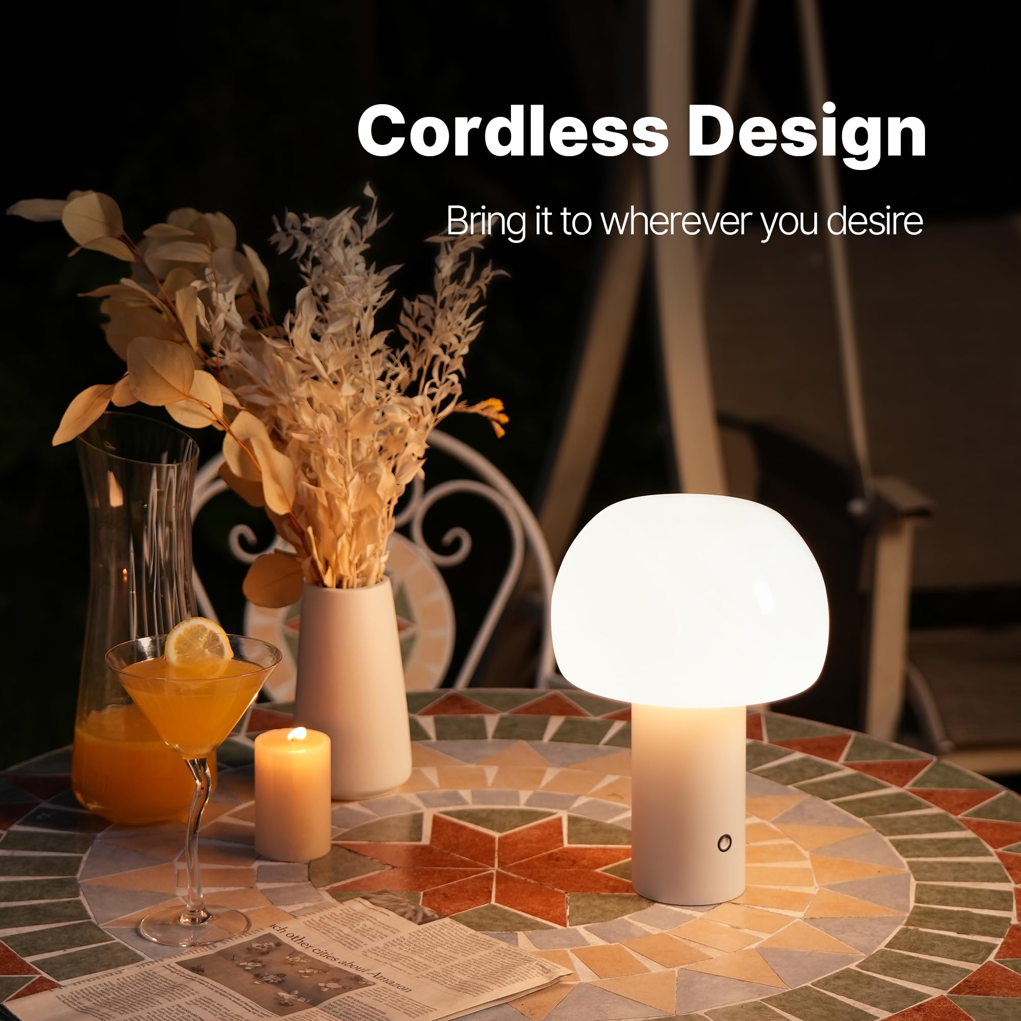 MAGCHARM Mushroom Lamp, Table Lamp, 5W LED Beads, Opal Glass Shade ...