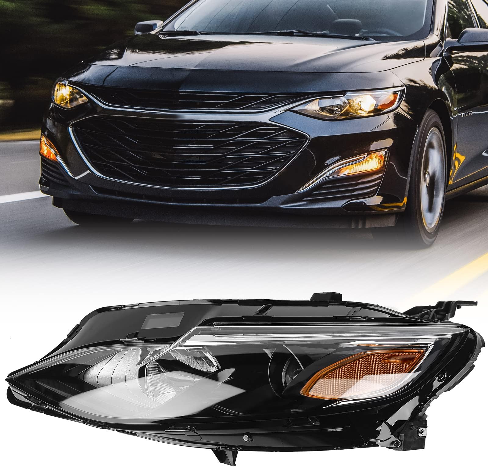 Amazon.com: VLINCAR Headlights Assembly Compatible with 2019 2020 2021 2022 Chevy Malibu Head ...