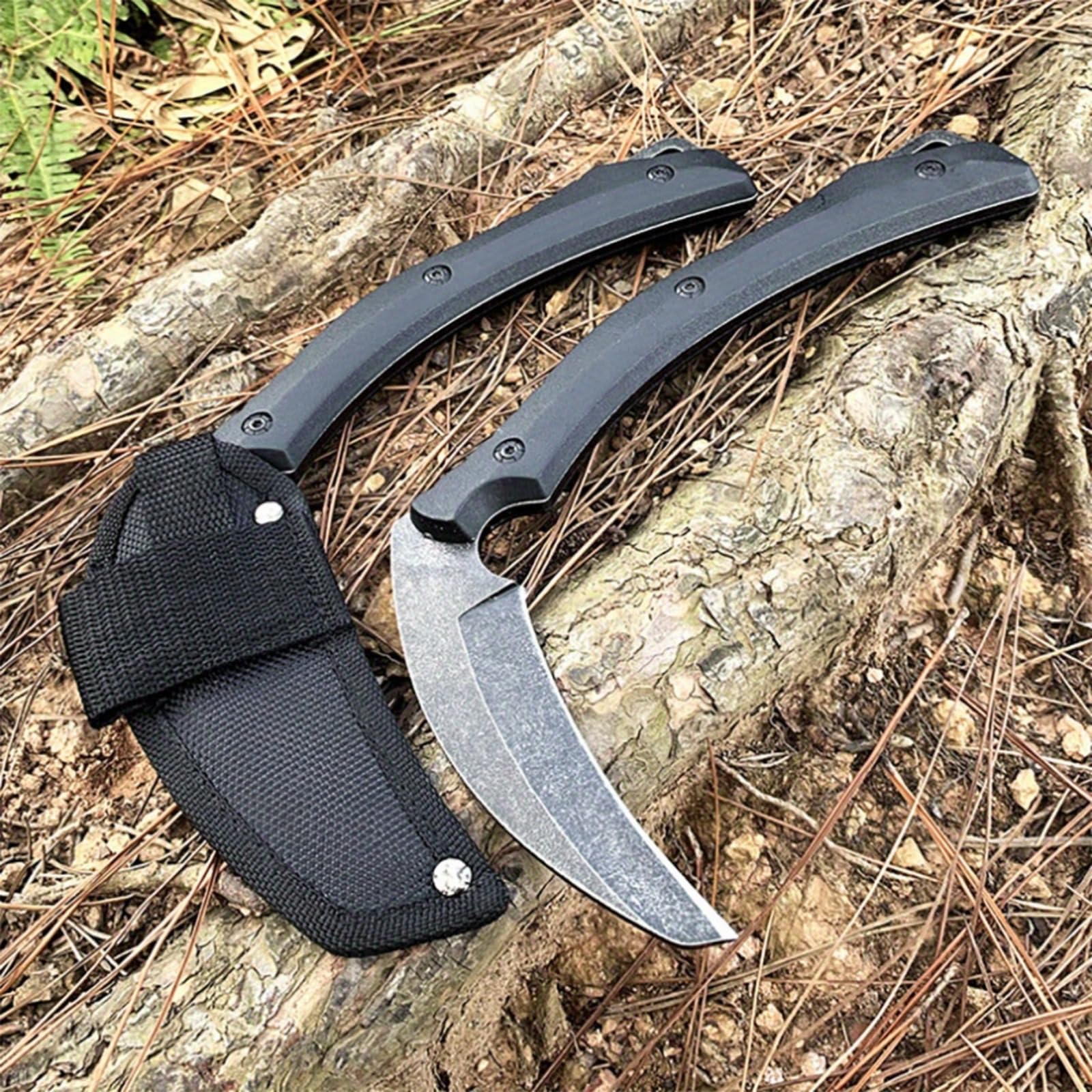 Amazon.com: WILD TACTICAL Fixed Blade Sickle Knife, Stonewashing Full-Tang Survival Knifes for ...