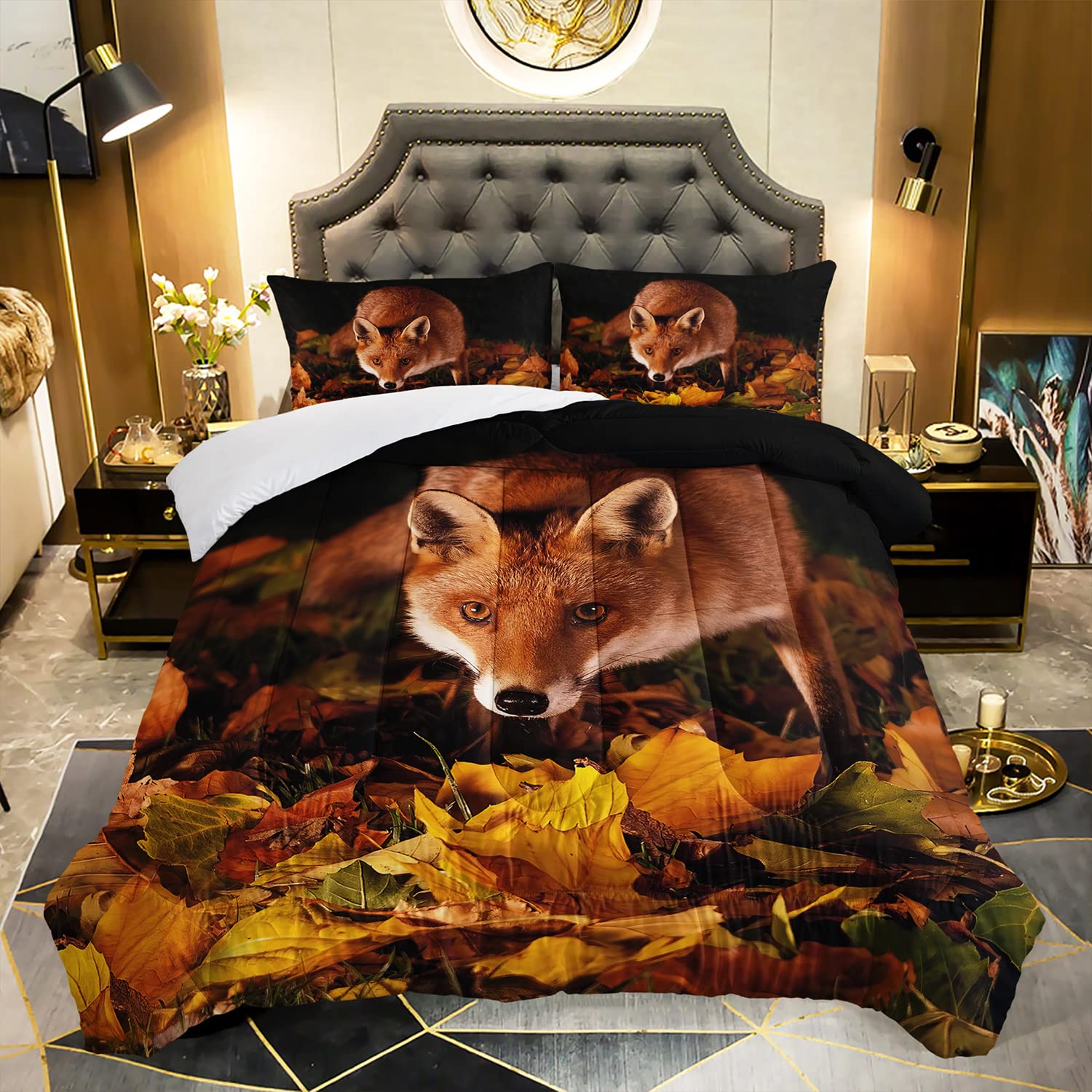 Amazon.com: AILONEN Fox Comforter Sets for Teens, Fox Cartoon Printed ...