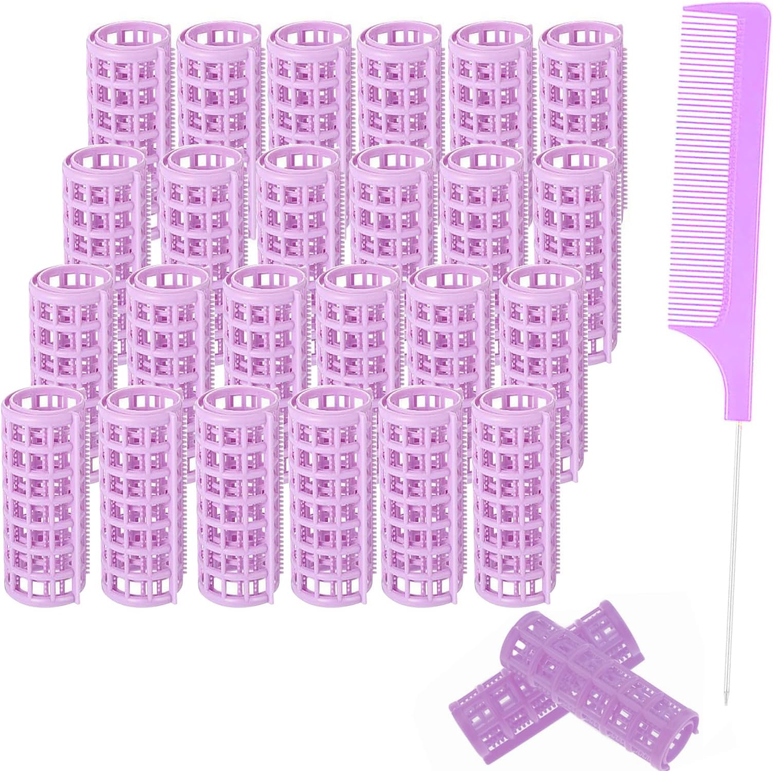 Amazon.com : ZMD 28PCS Plastic Hair Curlers Rollers Set, 0.6In/1.5cm ...