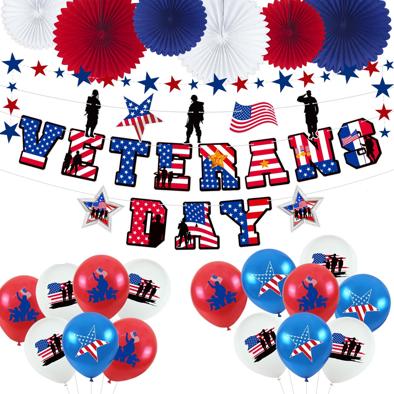 Amazon.com: Veterans Day Decorations Veterans Day Banner Set, Konsait ...