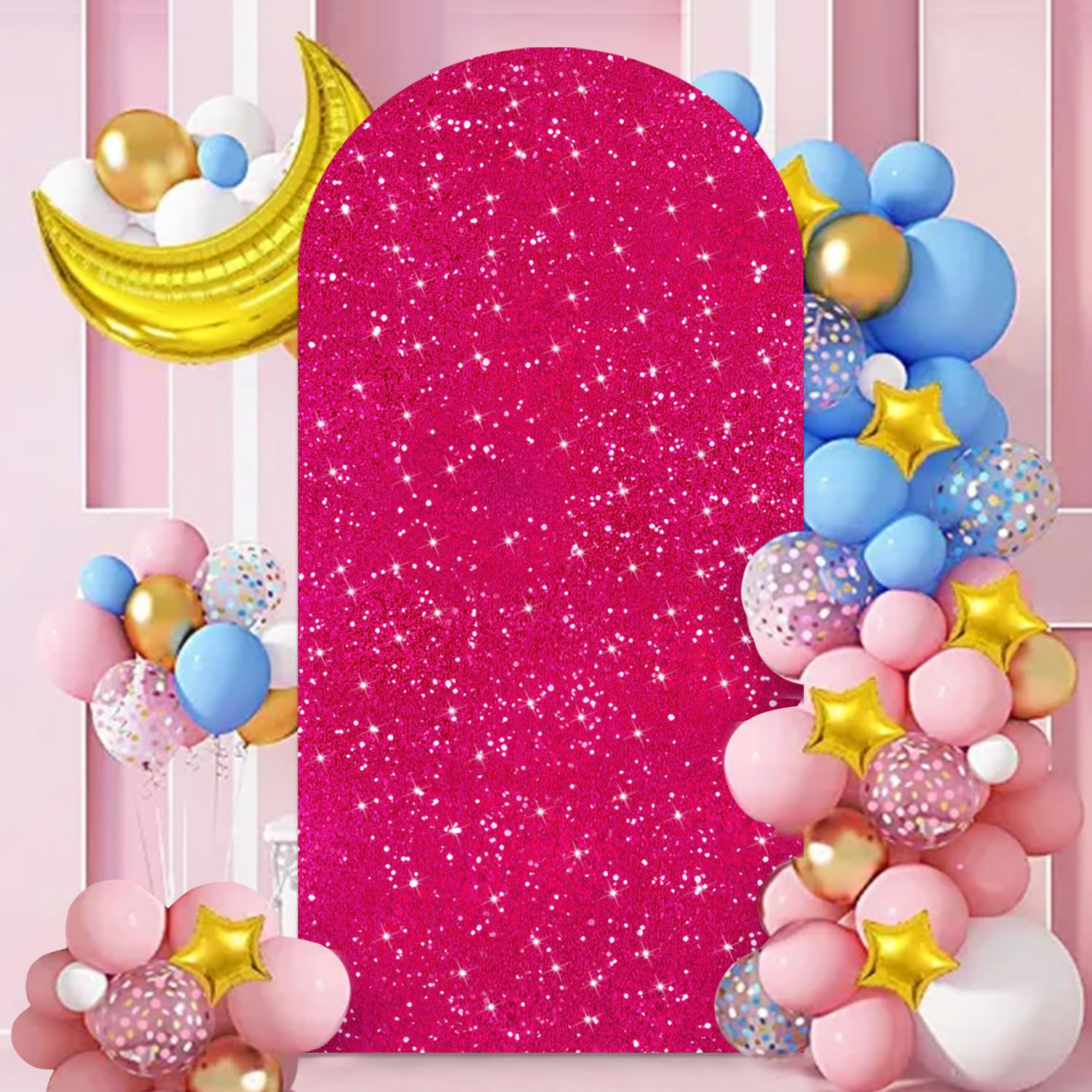 Snapklik.com : Spandex Sequin Arch Cover Hot Pink 7.2 FT Arch Backdrop ...
