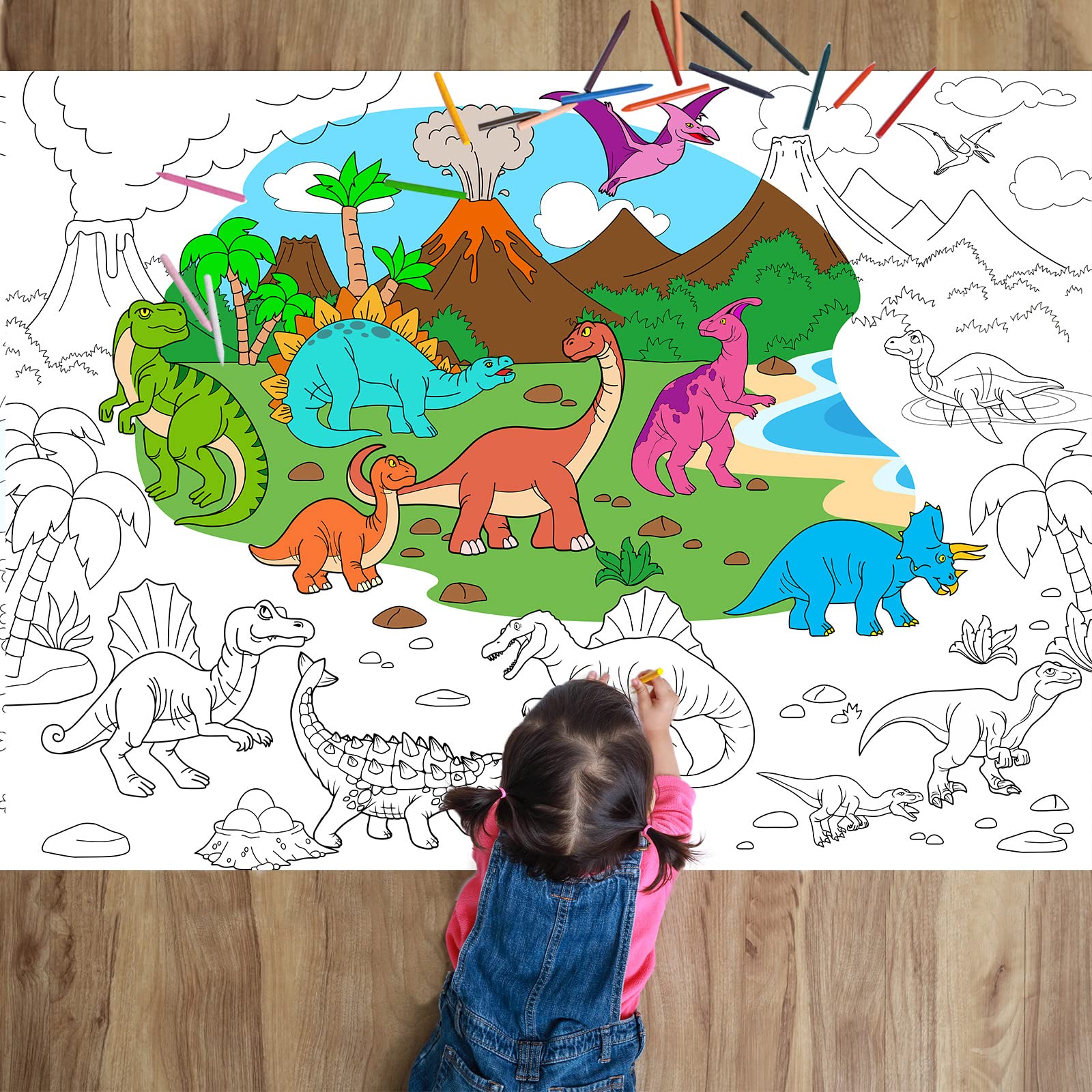 Buy Dinosaur Coloring for Kids Giant Coloring Dinosaur Coloring Table ...