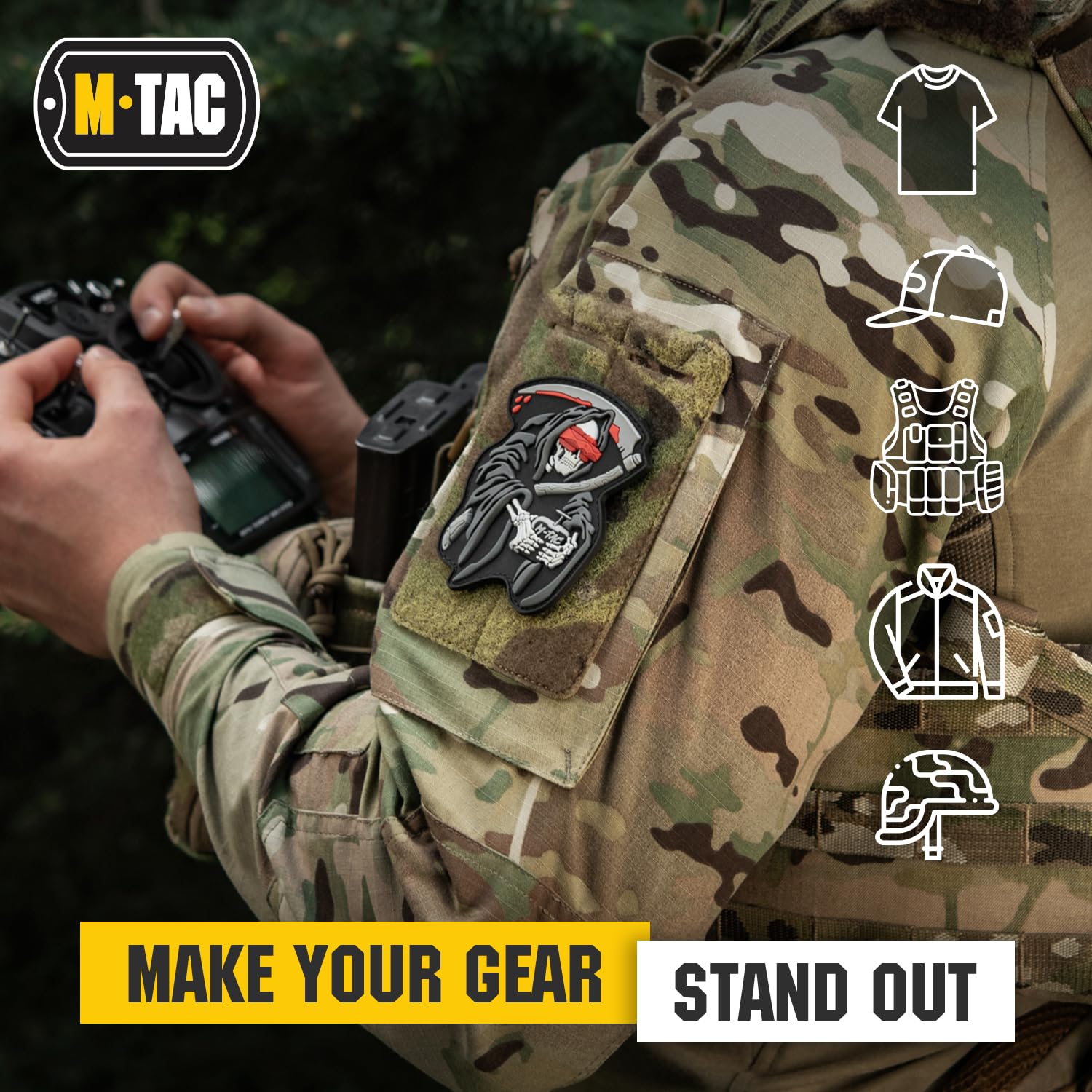 Velcro Patches Morale Patch M-Tac Tactical Skull Patch - Hook & Loop ...