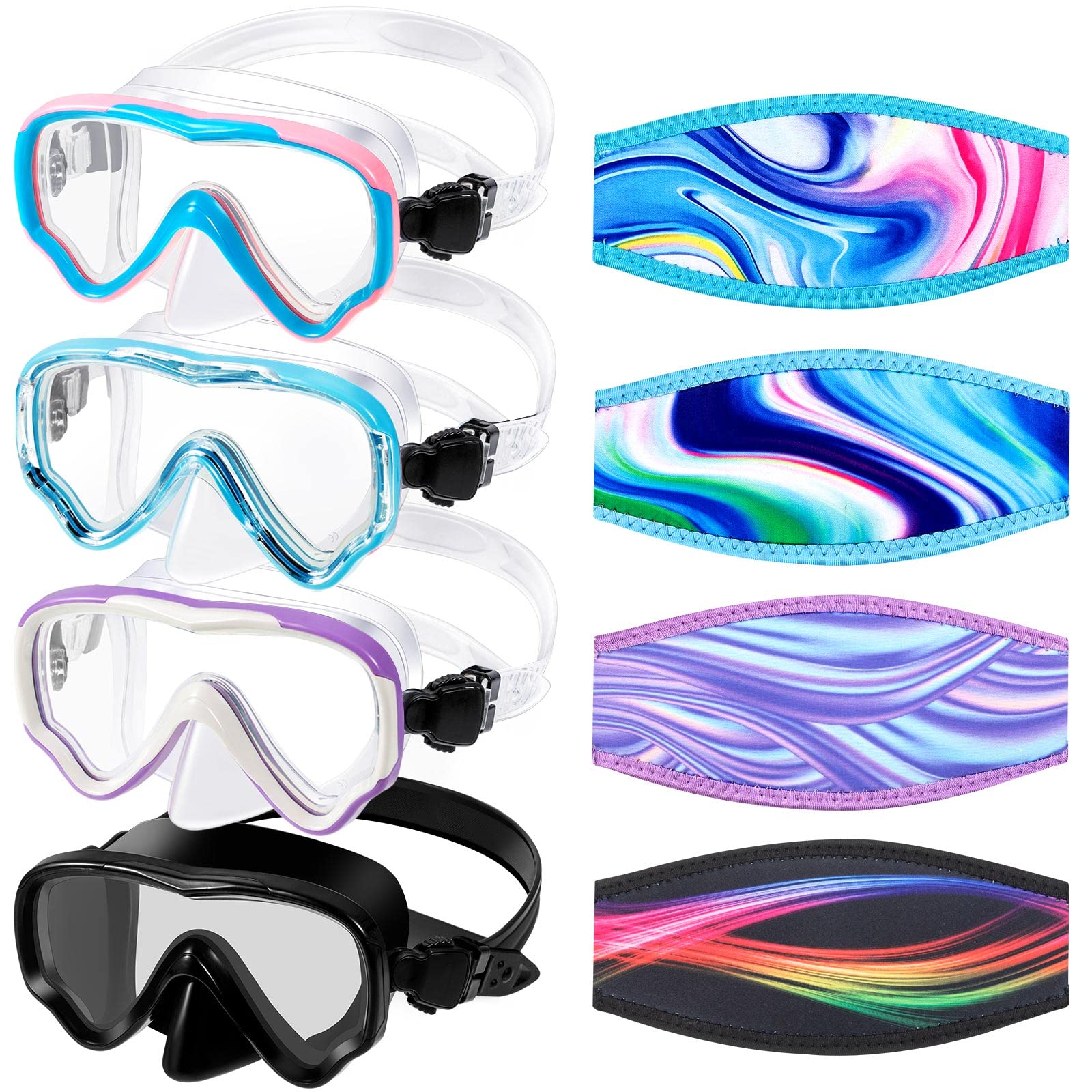 Fabbay 4 Pairs Kids Goggles with Nose Cover for Age 6-14, Kids Goggles ...