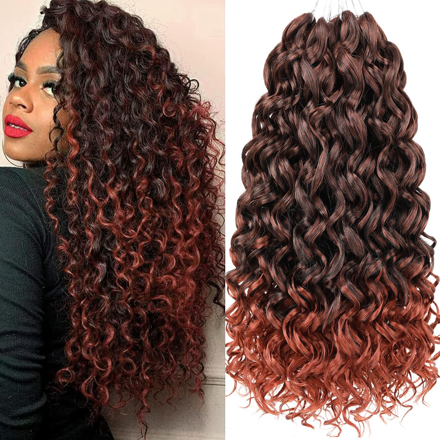 Mscat 8 Packs GoGo Curl Crochet Hair 18 Inch Curly Crochet Hair Ombre ...