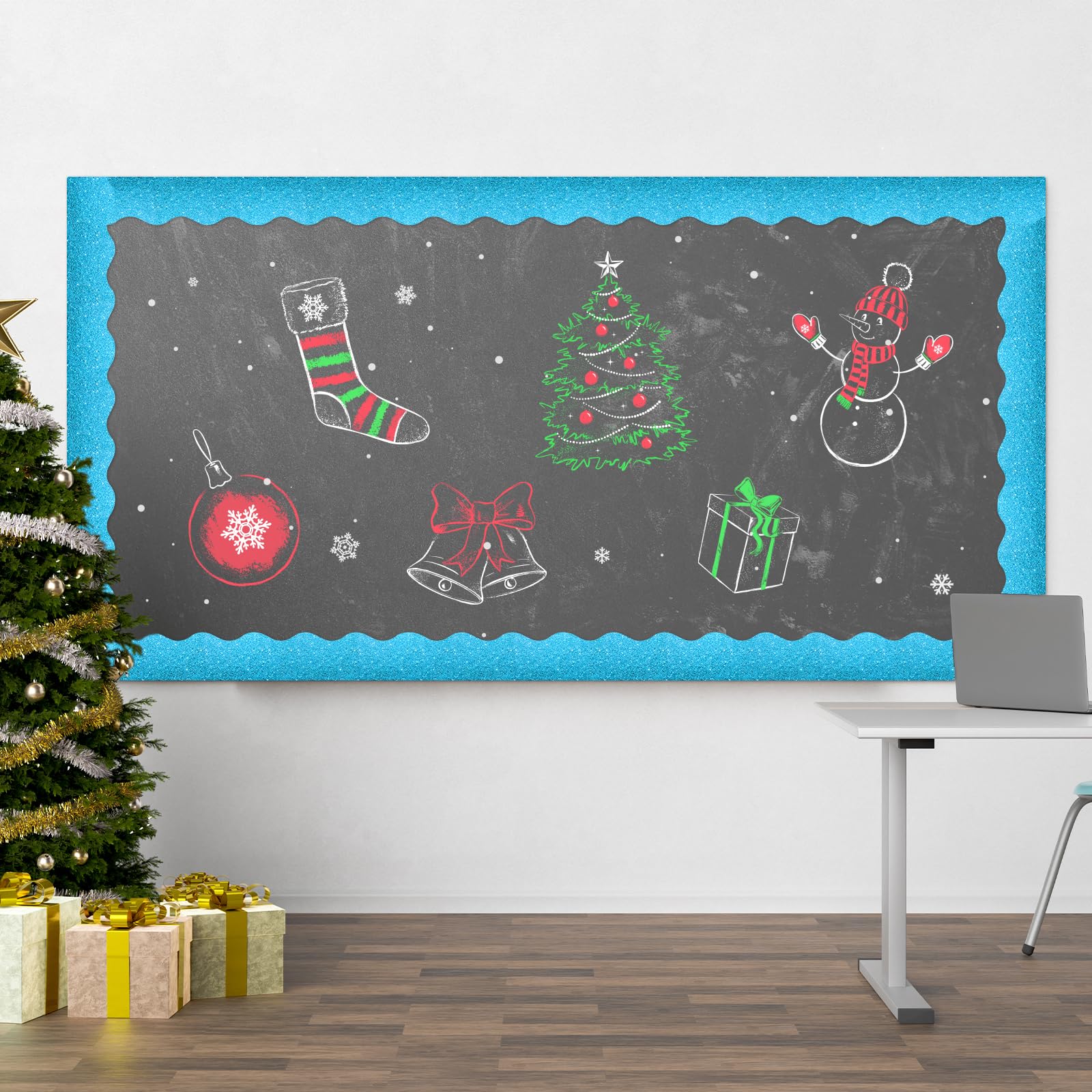 Snapklik.com : 65.6Ft Light Blue Glitter Bulletin Board Border, Shiny ...