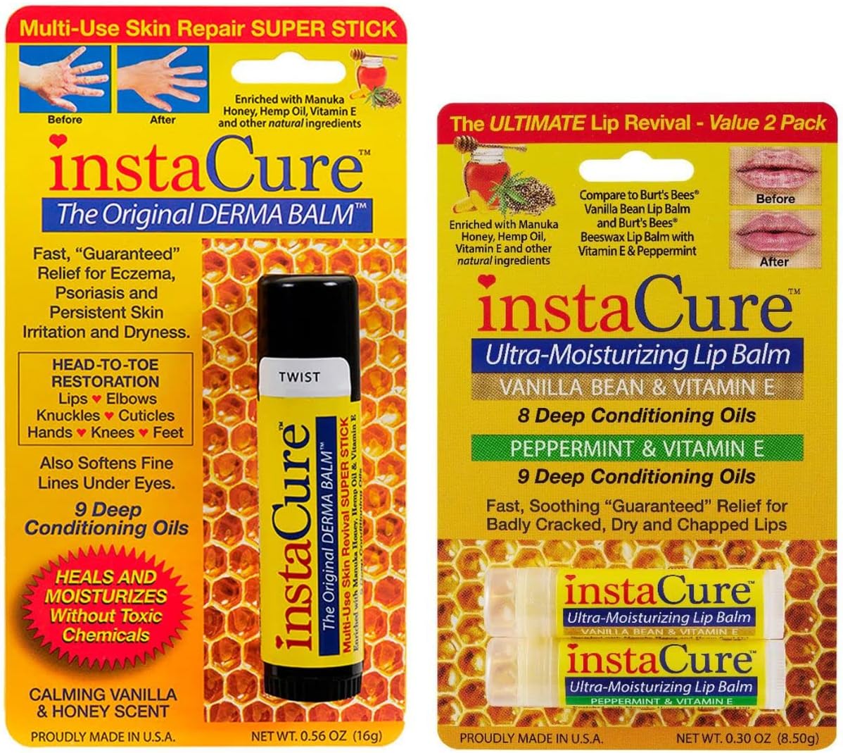 Amazon.com : InstaCure The Original Derma Balm 100% Natural Jumbo-Sized ...