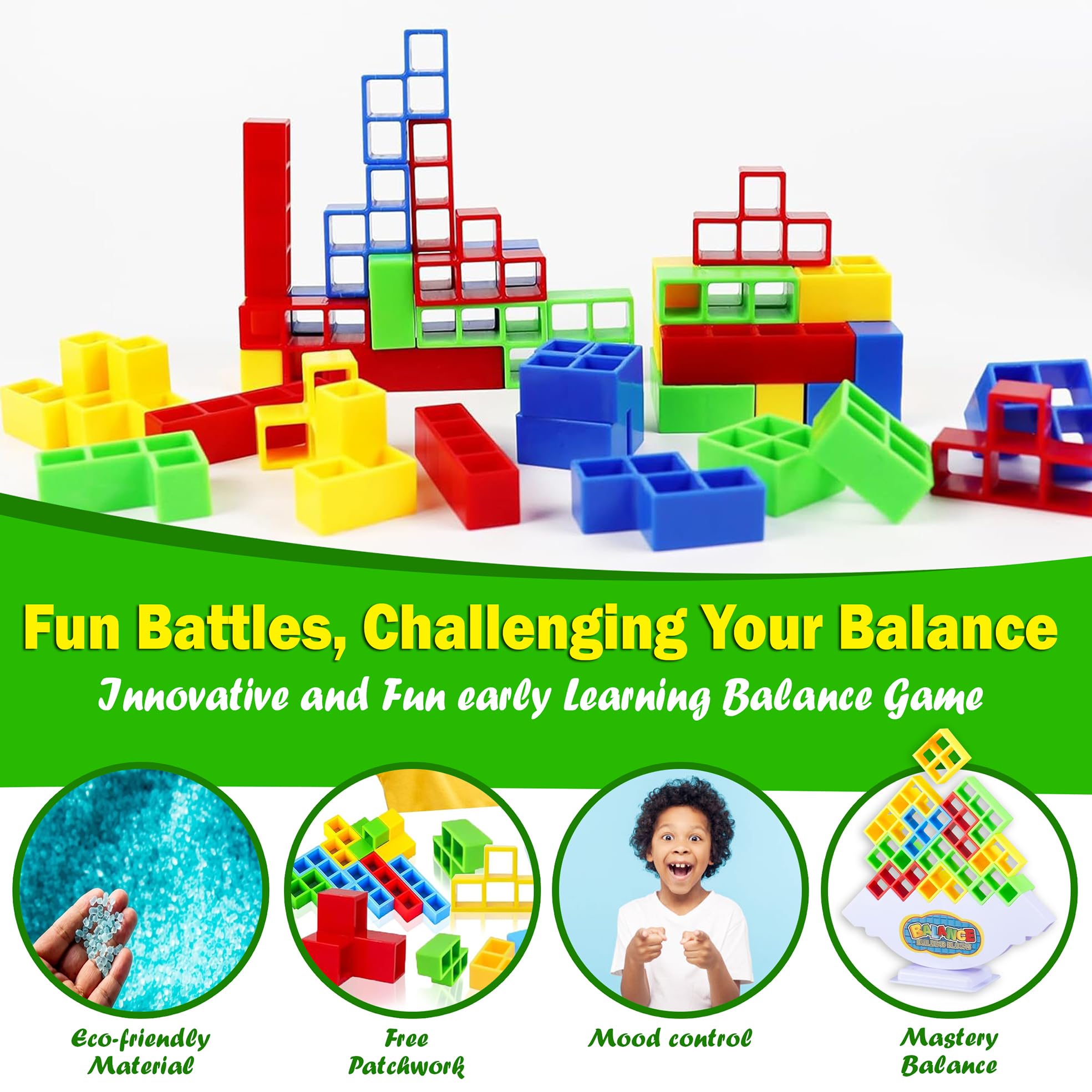 FASTEXX 64 Pcs Tetra Tower Balance Game, Tower Balance Game, Tetra ...