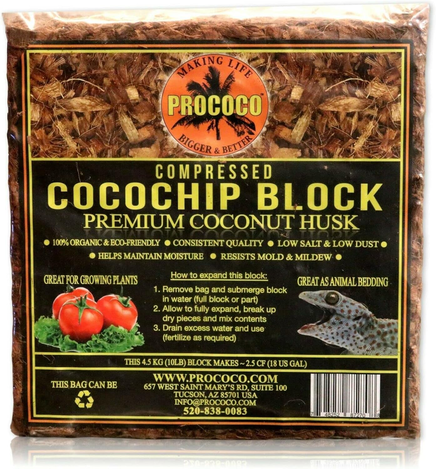 Amazon.com : Prococo Compressed Coconut Husk Coco Coir Chips Natural ...