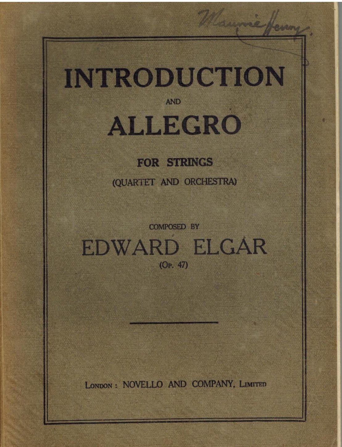 Amazon.com: Introduction and Allegro for Strings - Quartet and Orchestra - . Op. 47. Miniature ...