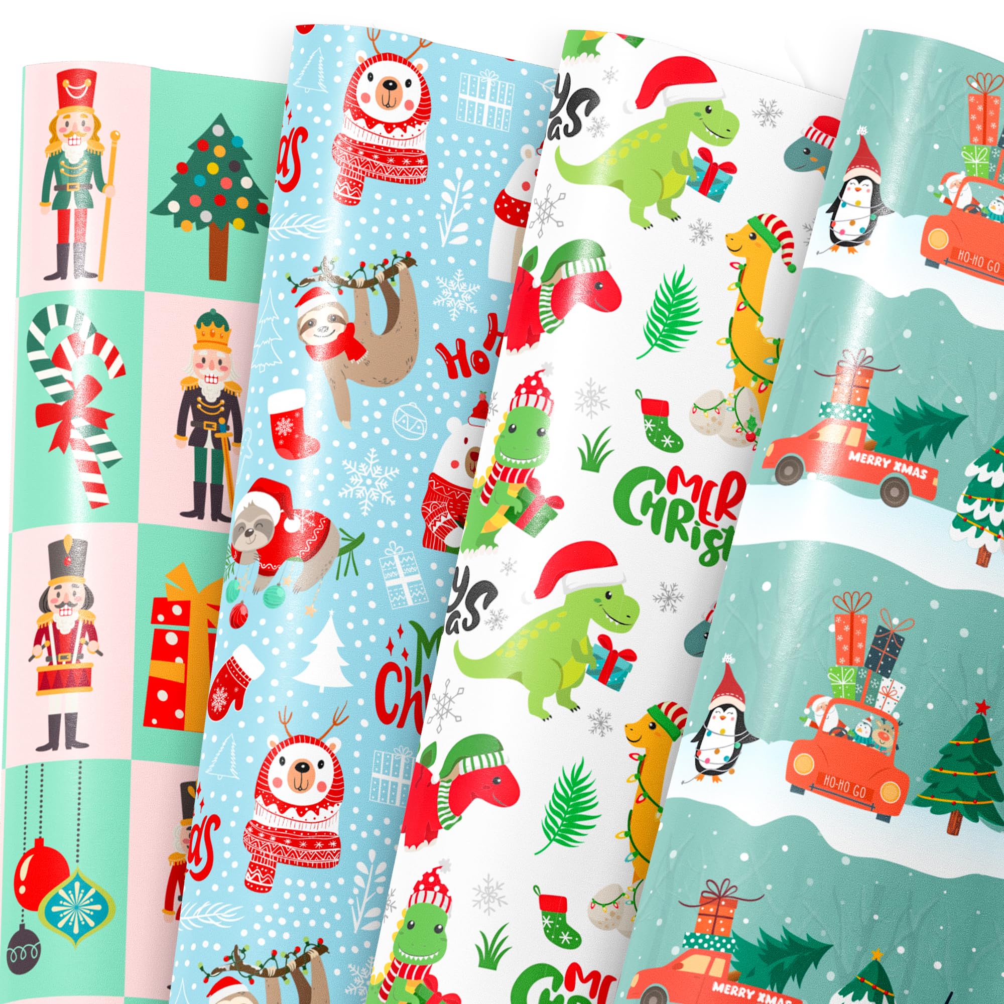 Amazon.com: MotiGiftie Christmas Wrapping Paper for Kids Boys Girls, 12 ...